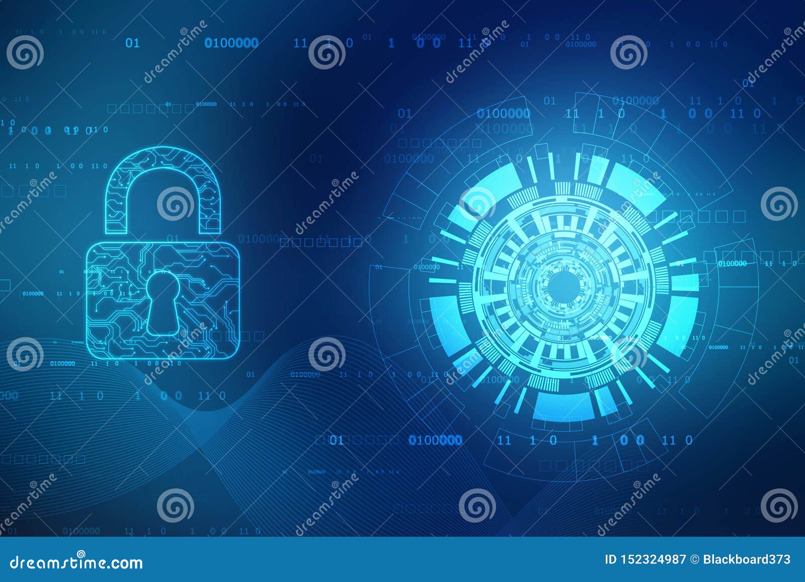 Lock on Digital Screen. Technology Security Concept. Modern Safety ...