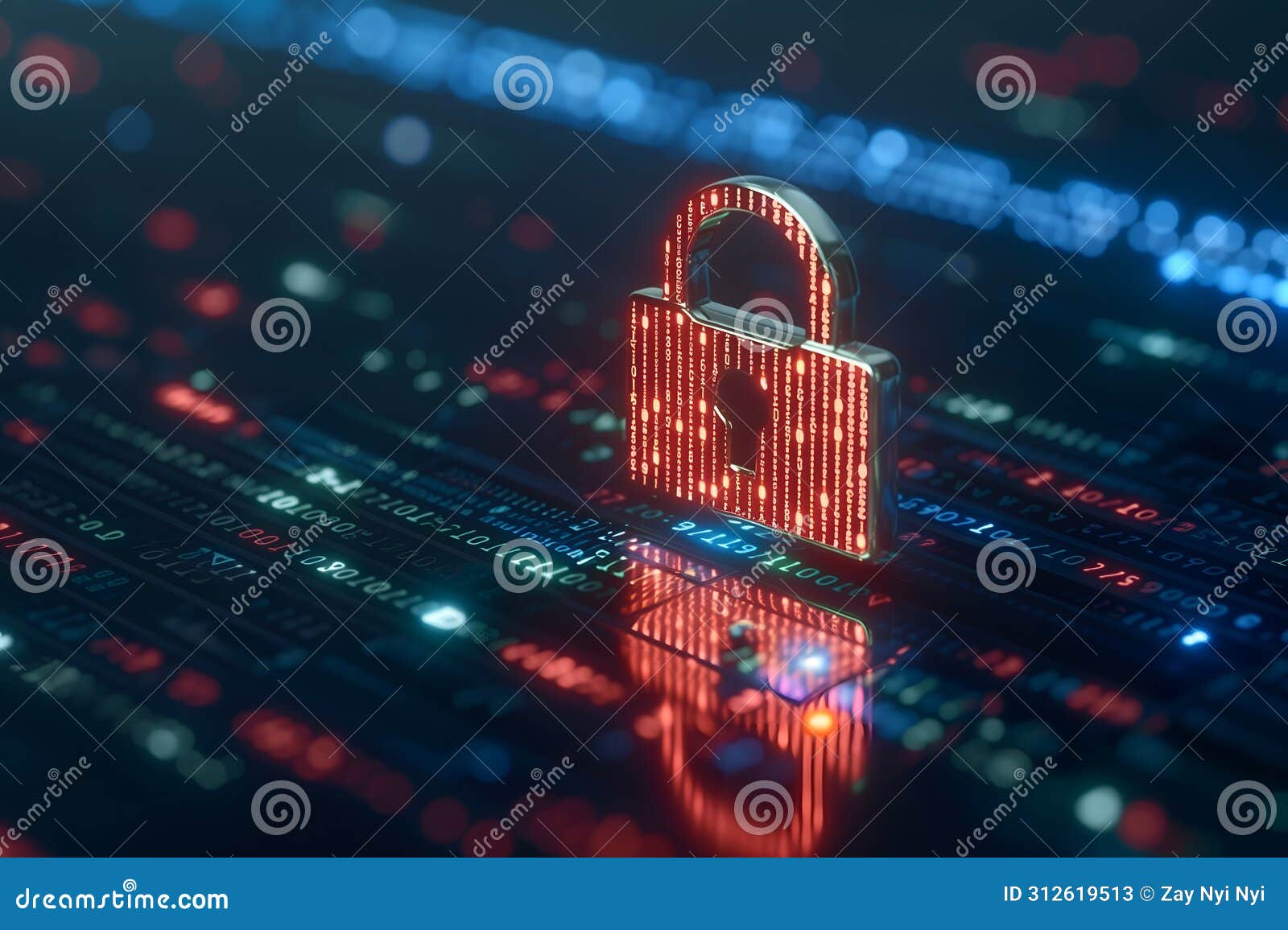 Lock with Digits. Data Security, Cybersecurity, Cyber Defense Concept ...