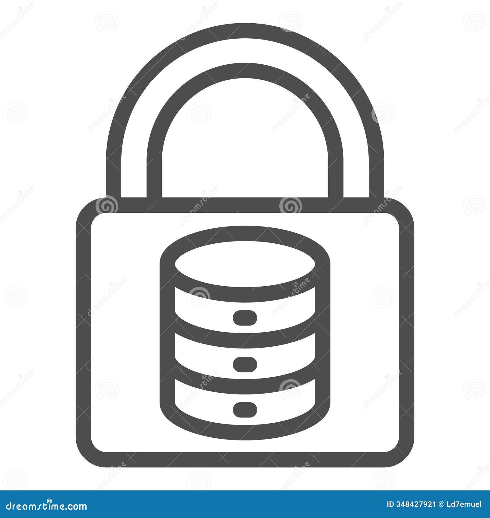 Lock with Disks Line Icon, Data Protection Concept. Vector Graphics ...