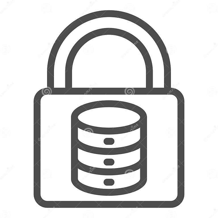 Lock with Disks Line Icon, Data Protection Concept. Vector Graphics ...