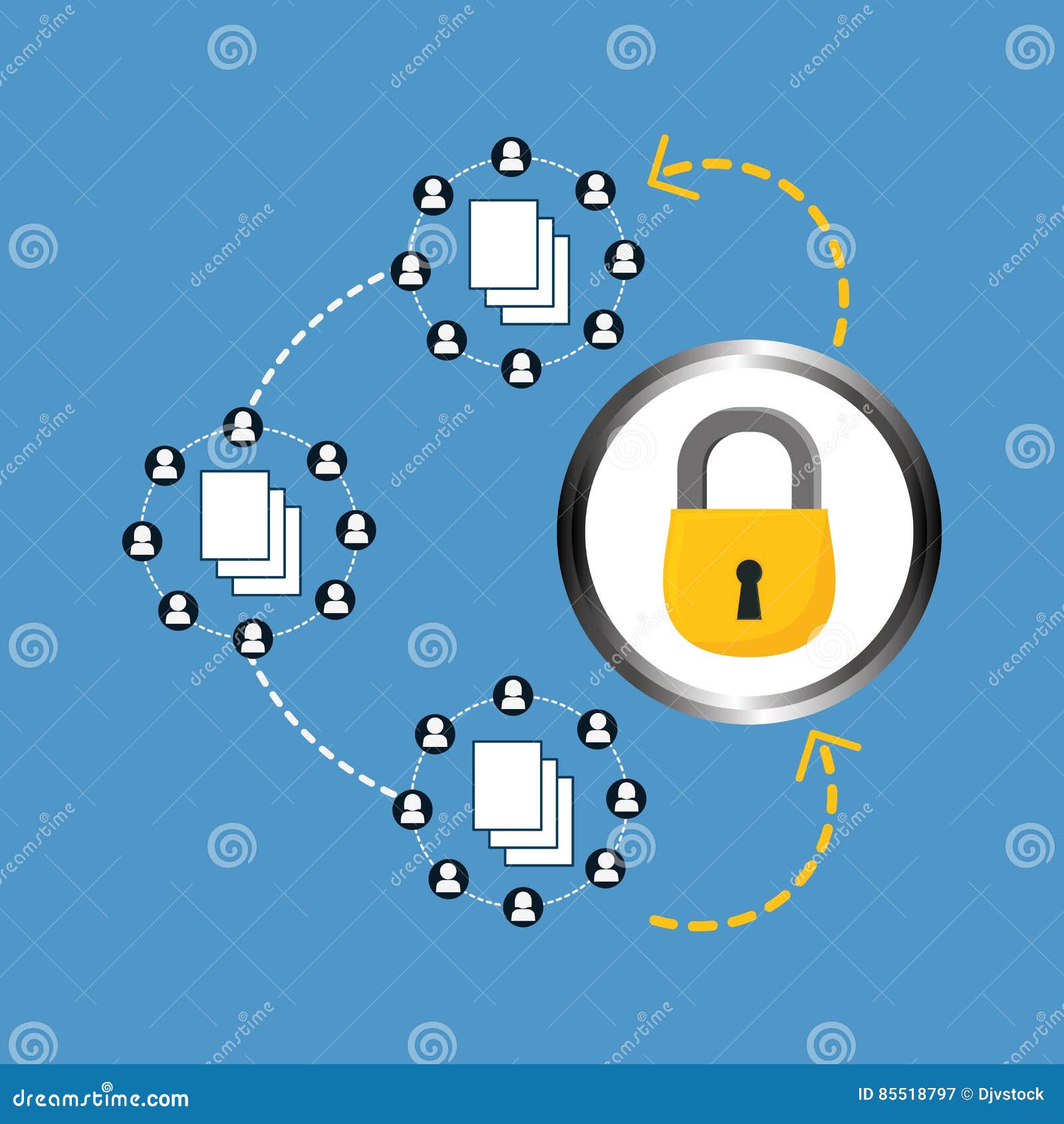Lock Documents Data Center Related Stock Illustration - Illustration of ...