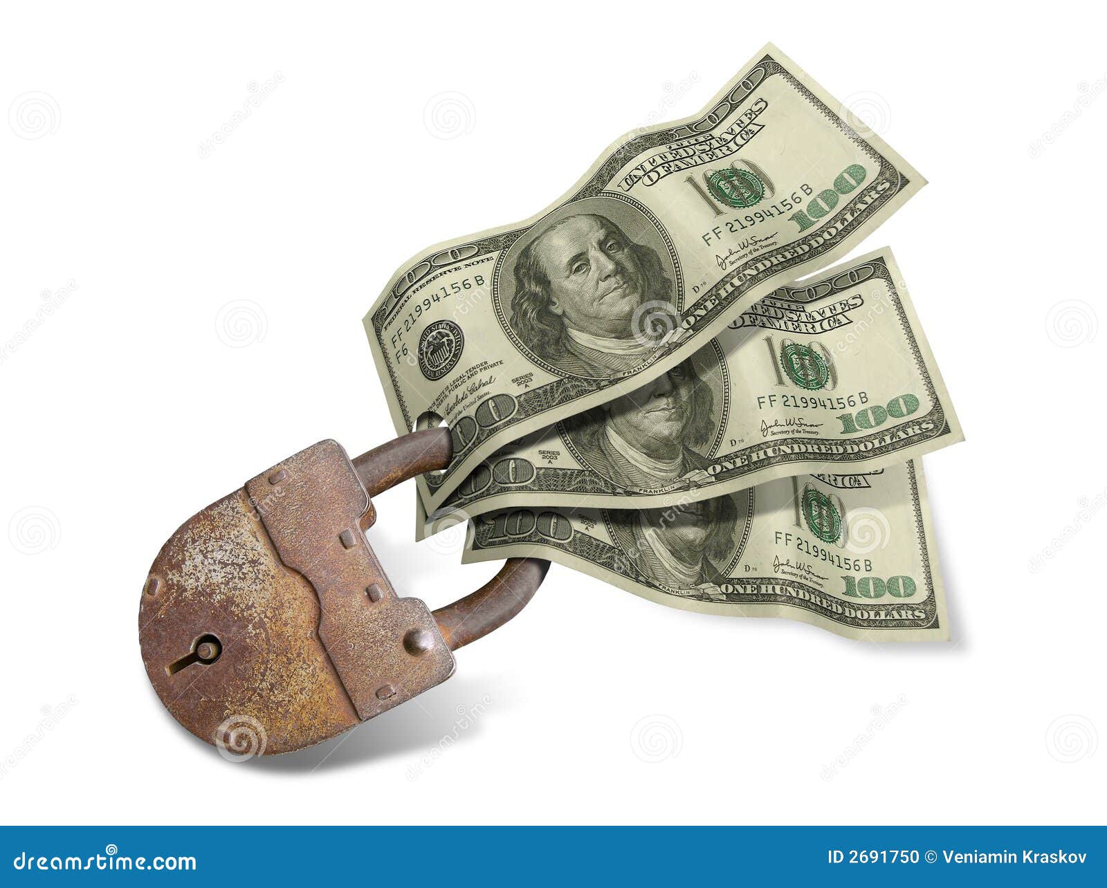 Lock and dollars stock photo. Image of chrome, bank, brass - 2691750
