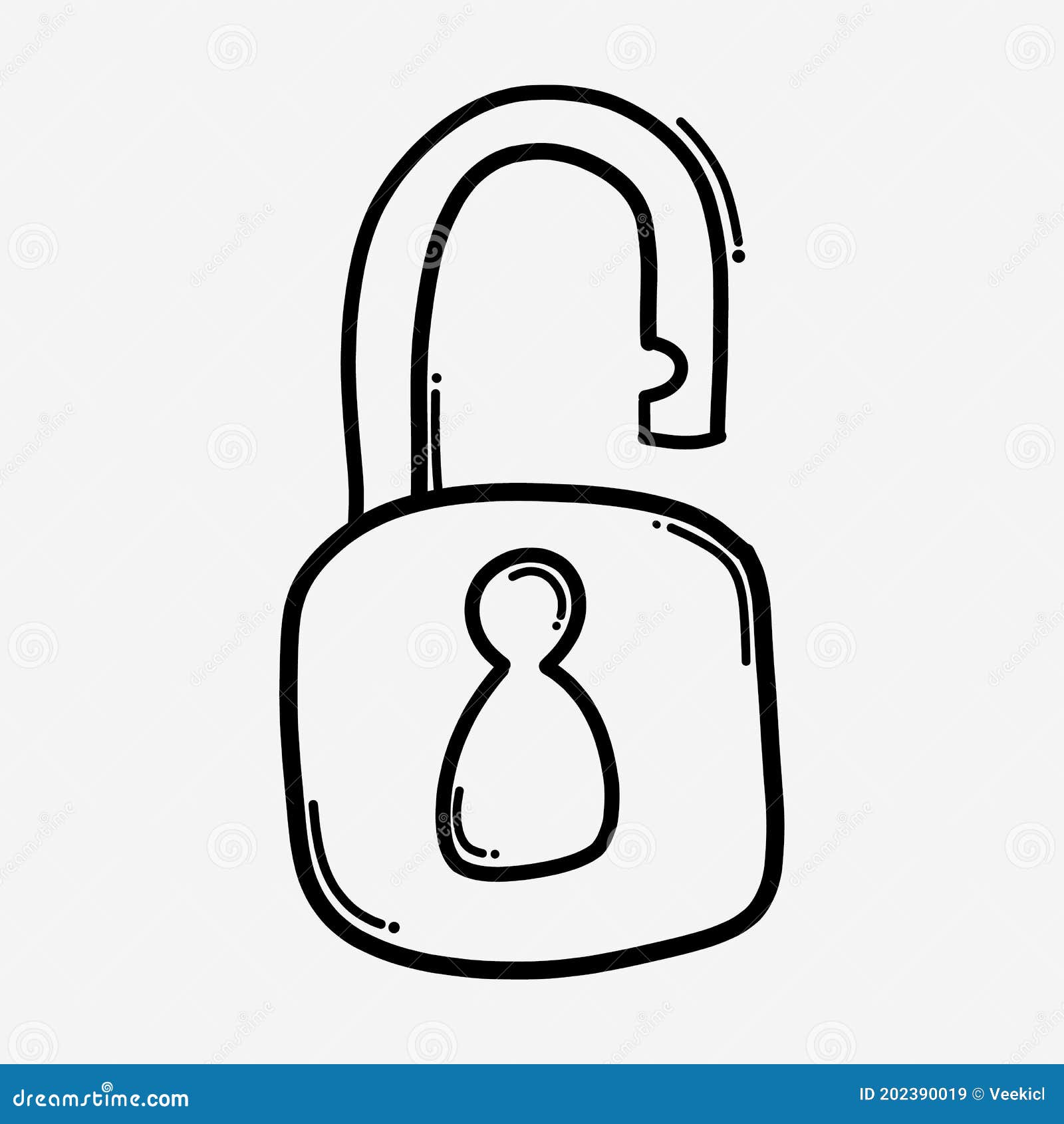 Lock Doodle Vector Icon. Drawing Sketch Illustration Hand Drawn Line ...