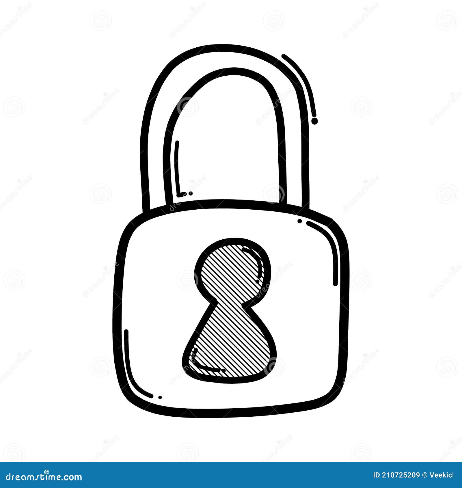 Lock Doodle Vector Icon. Drawing Sketch Illustration Hand Drawn Line ...