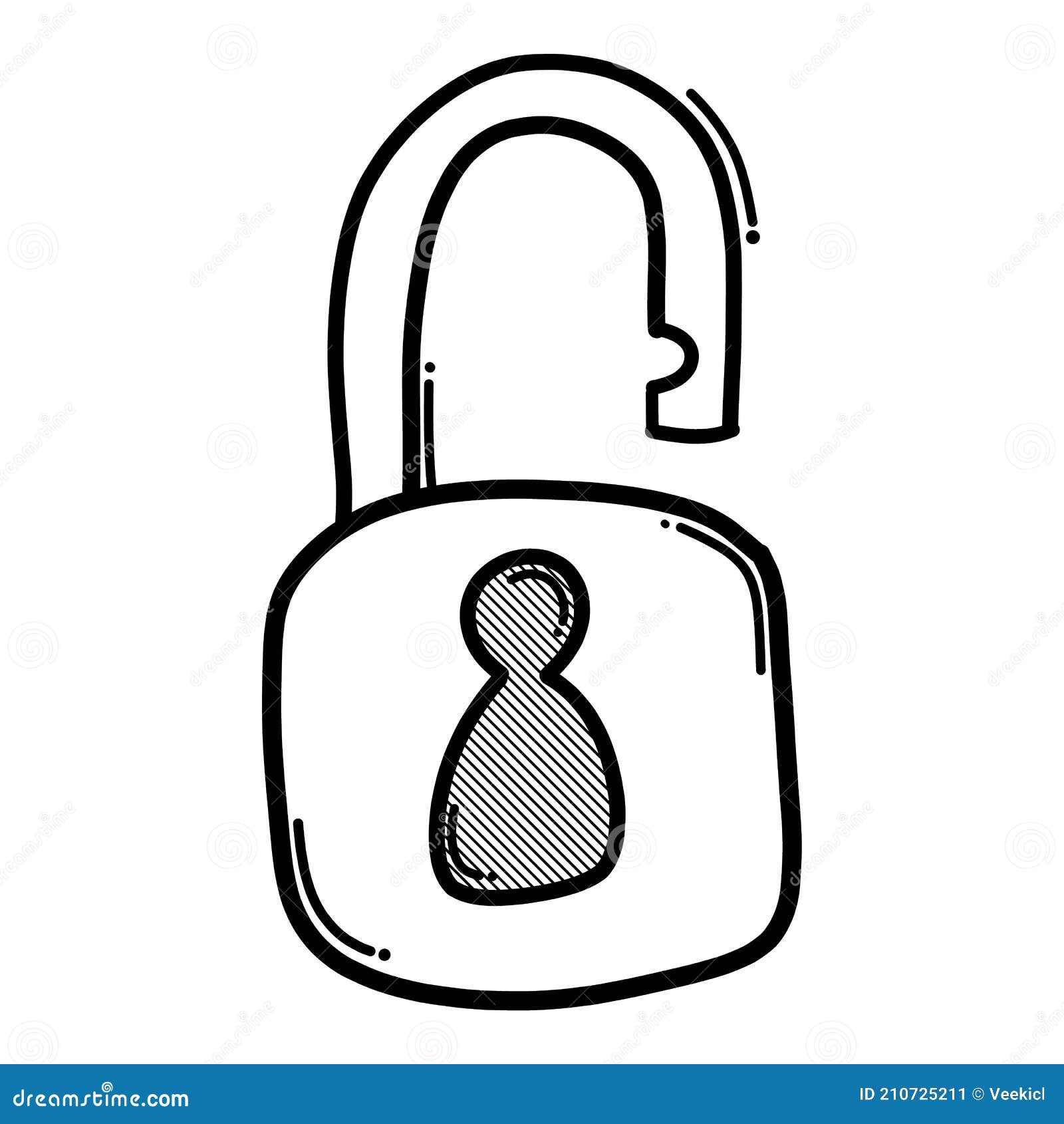 Lock Doodle Vector Icon. Drawing Sketch Illustration Hand Drawn Line ...