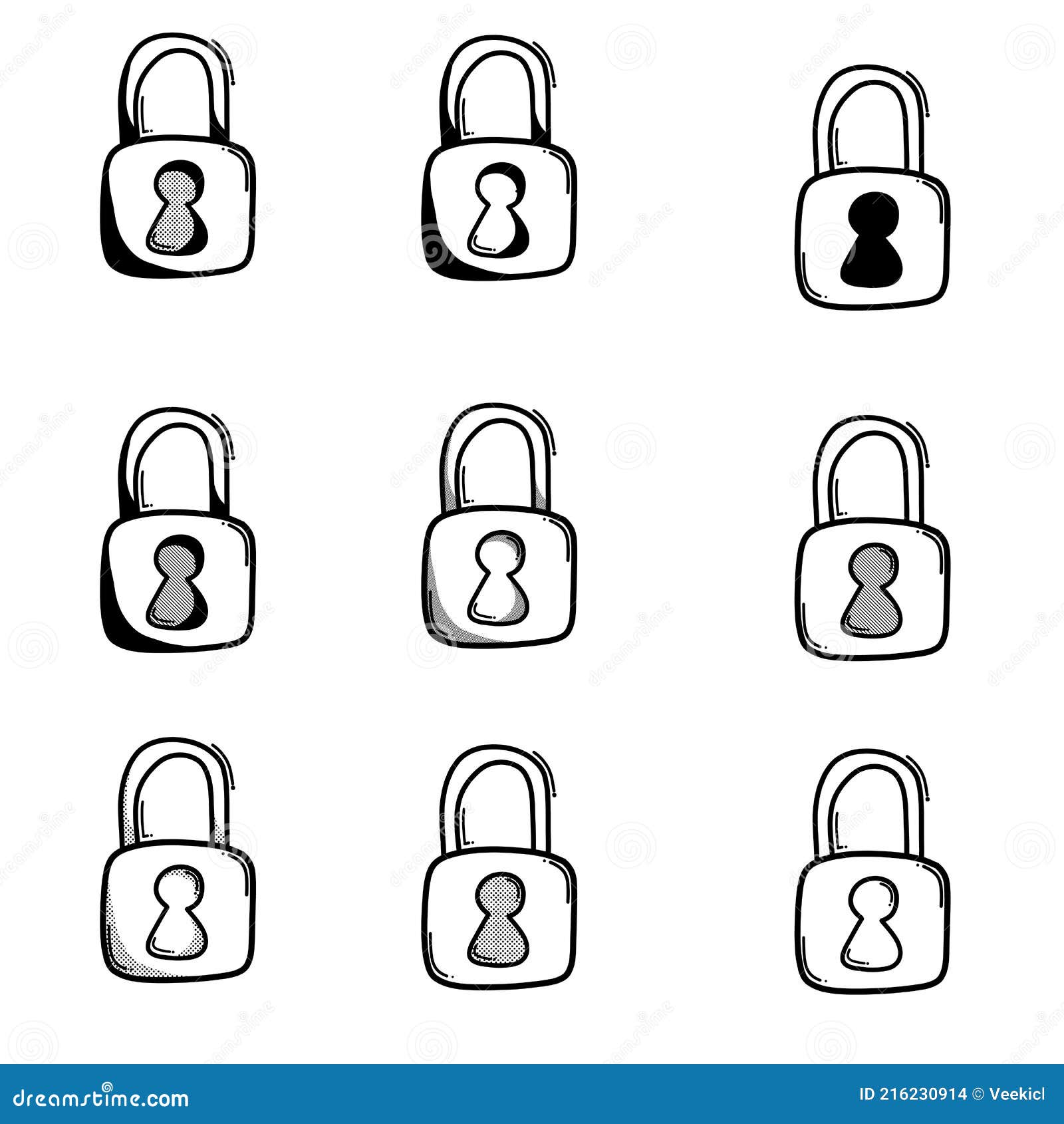 Lock Doodle Vector Icon. Drawing Sketch Illustration Hand Drawn Line ...