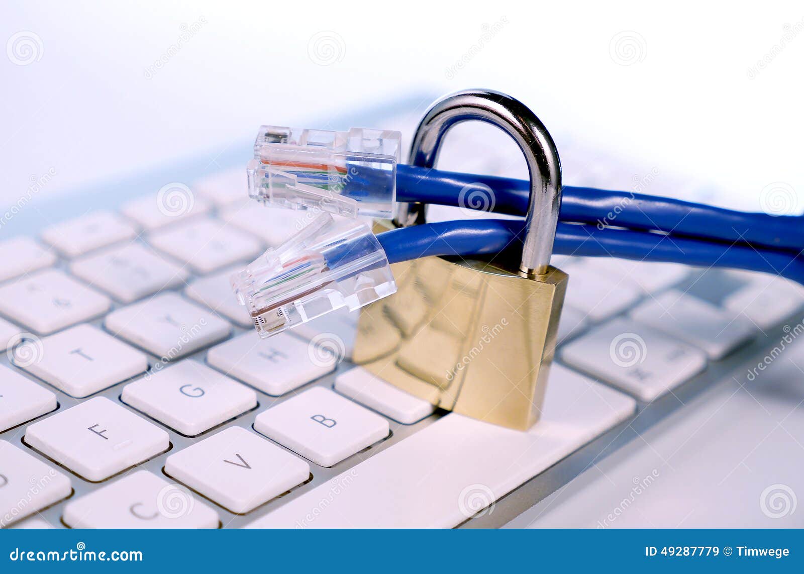 Lock and Ethernet Cables on Computer Keyboard Stock Image - Image of ...