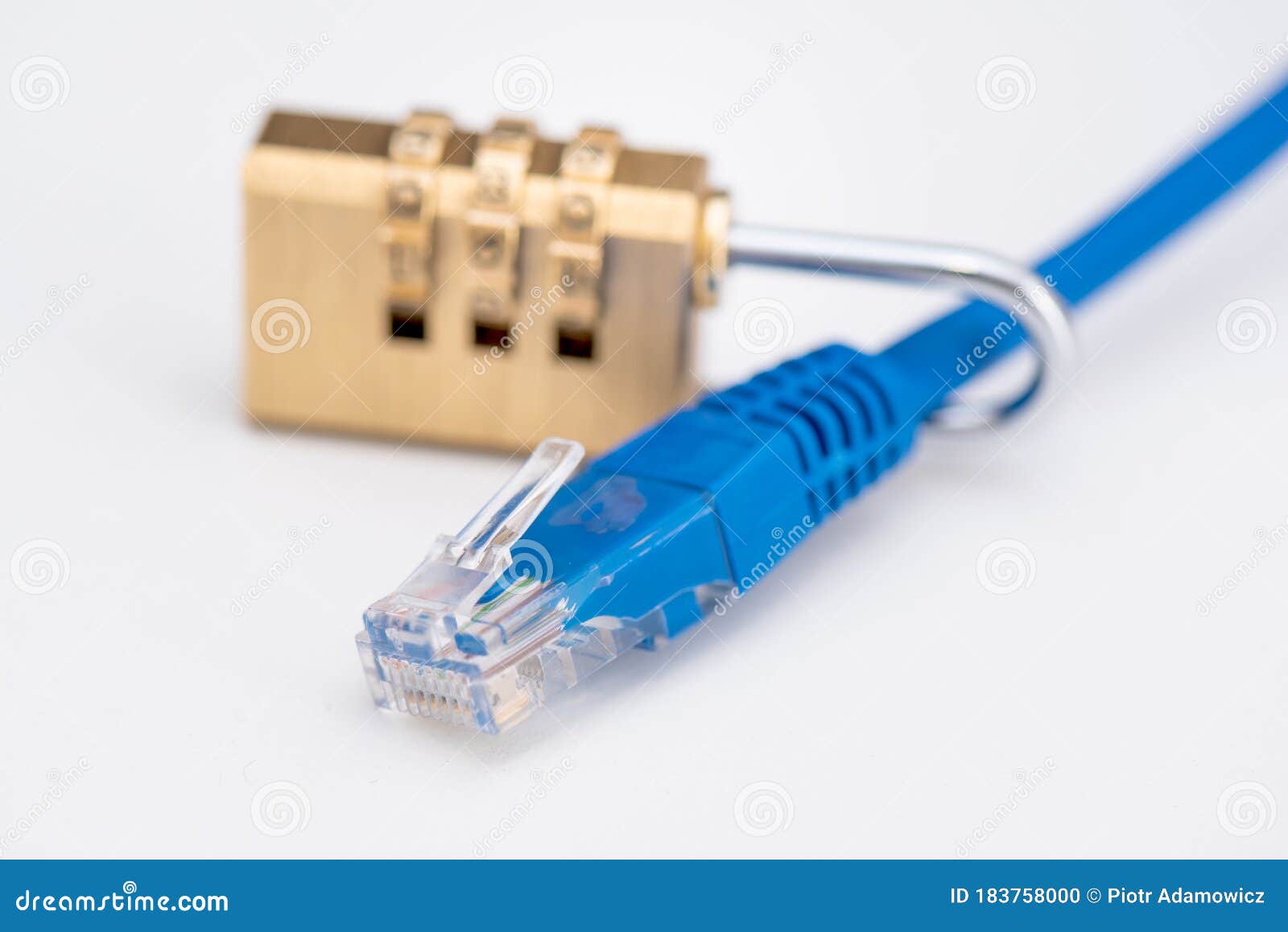 Lock on Ethernet Wire. Internet Security Stock Photo - Image of coding ...