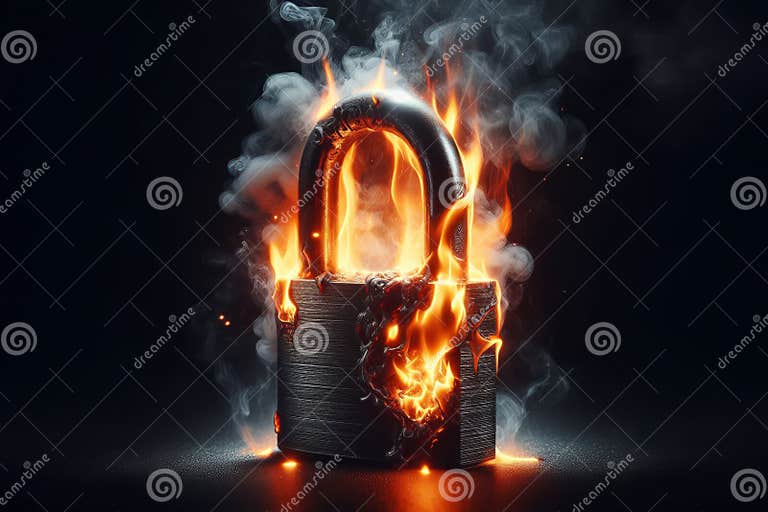 A Lock is on Fire and Surrounded by Smoke Stock Photo - Image of ...