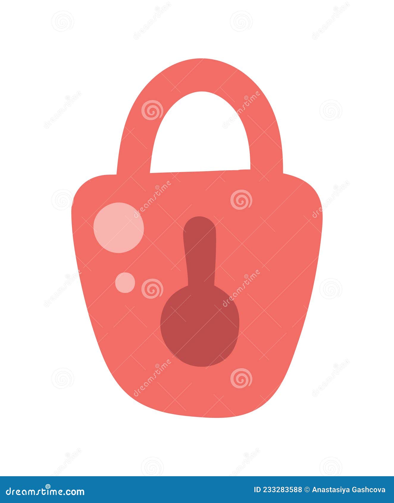 Red Close Lock in a Flat Cartoon Style Stock Vector - Illustration of ...