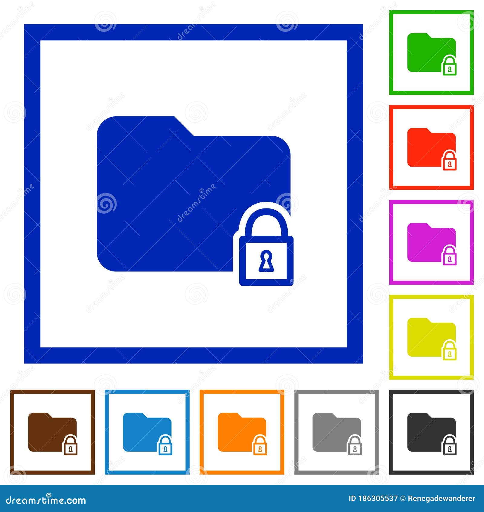 Lock Folder Icon Color Outline Vector | CartoonDealer.com #229943645