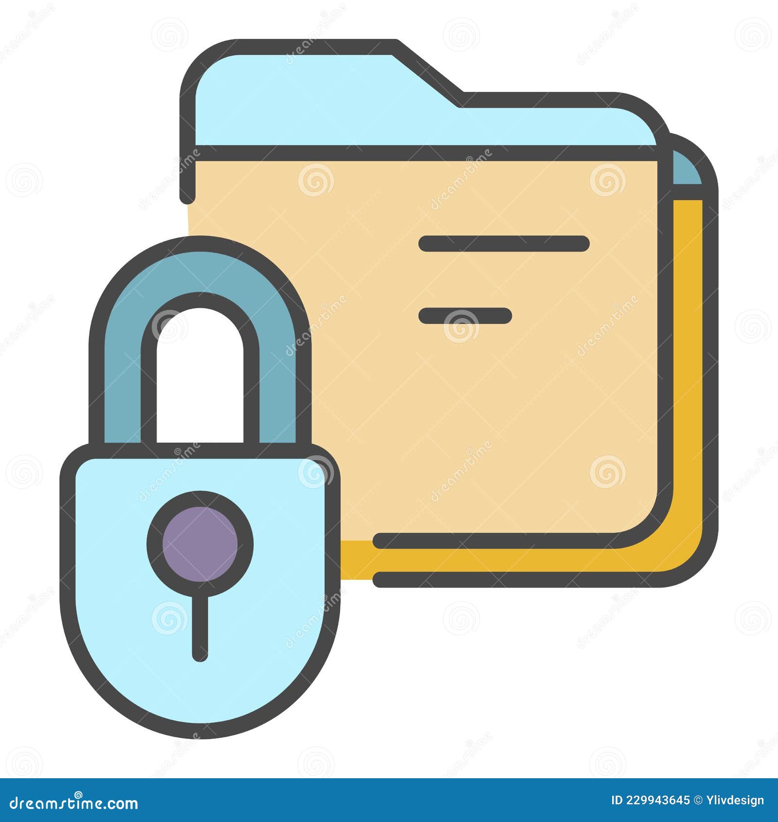 Lock Folder Icon Color Outline Vector | CartoonDealer.com #229943645