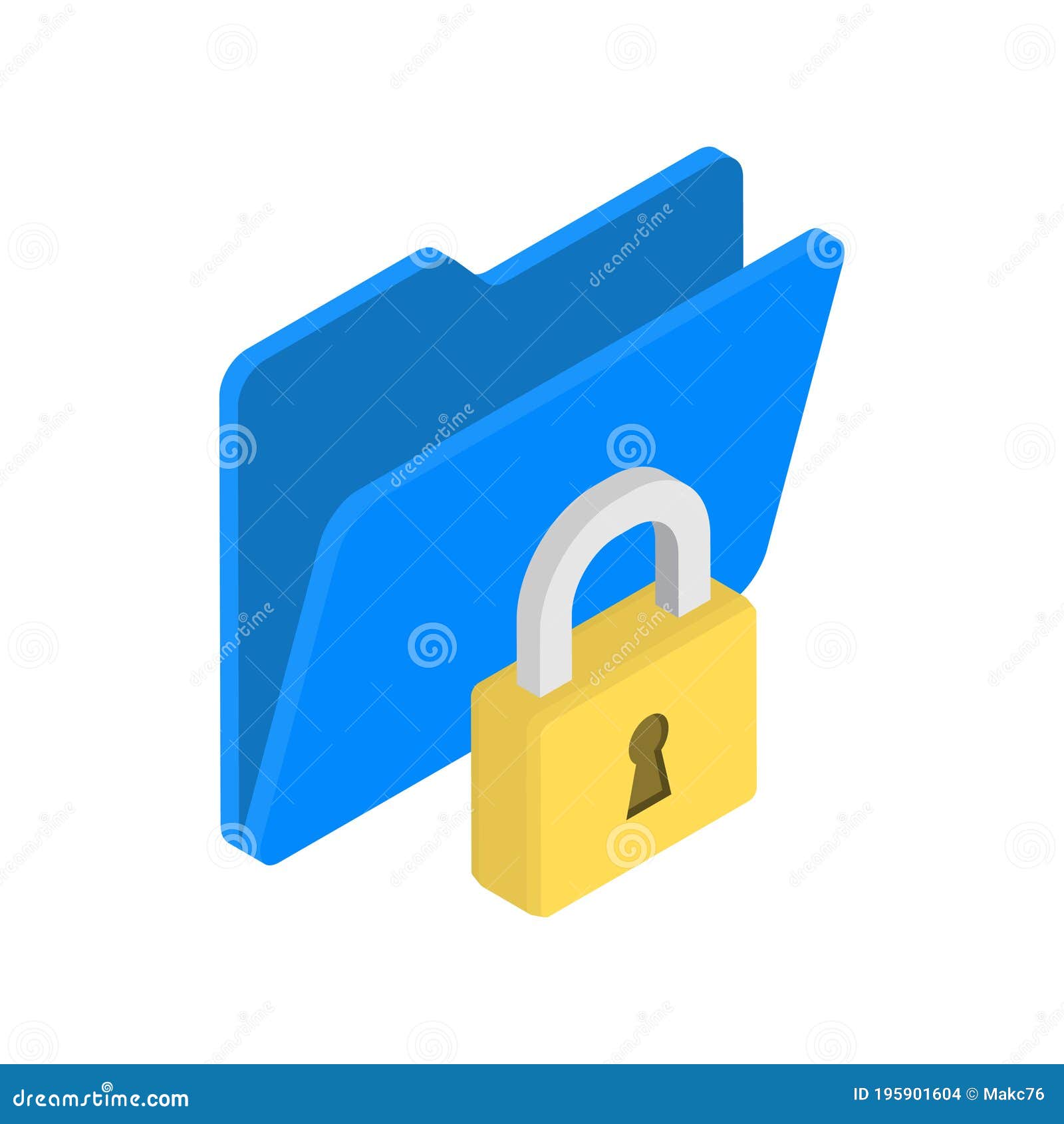 Lock and Folder Icon, Isometric Style Vector Illustration Stock Vector ...