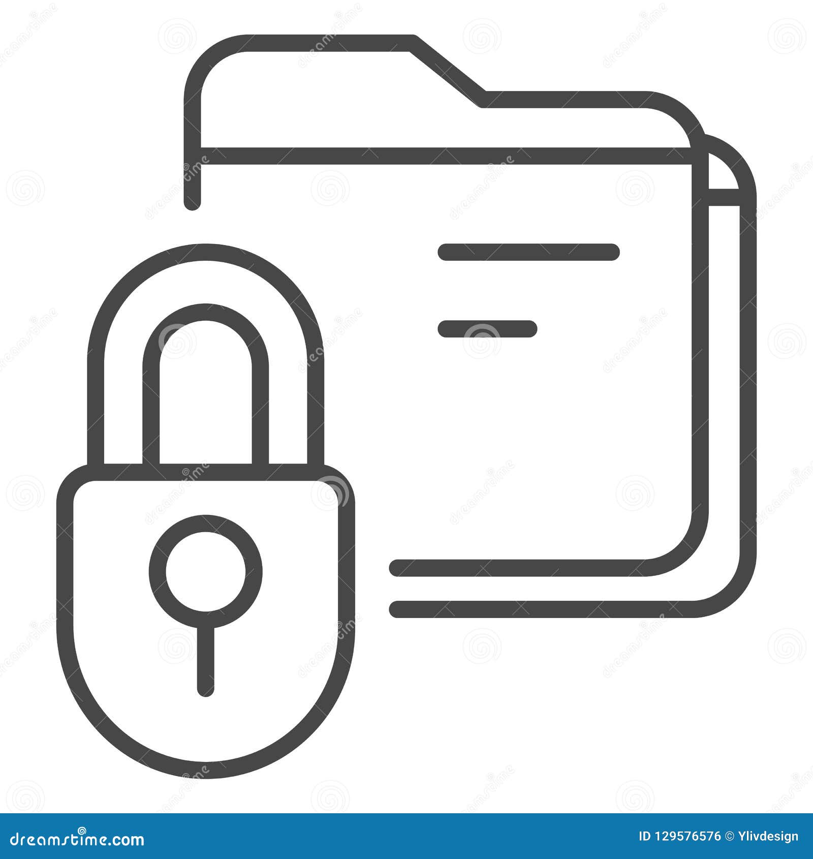 Lock Folder Icon, Outline Style Stock Vector - Illustration of design ...