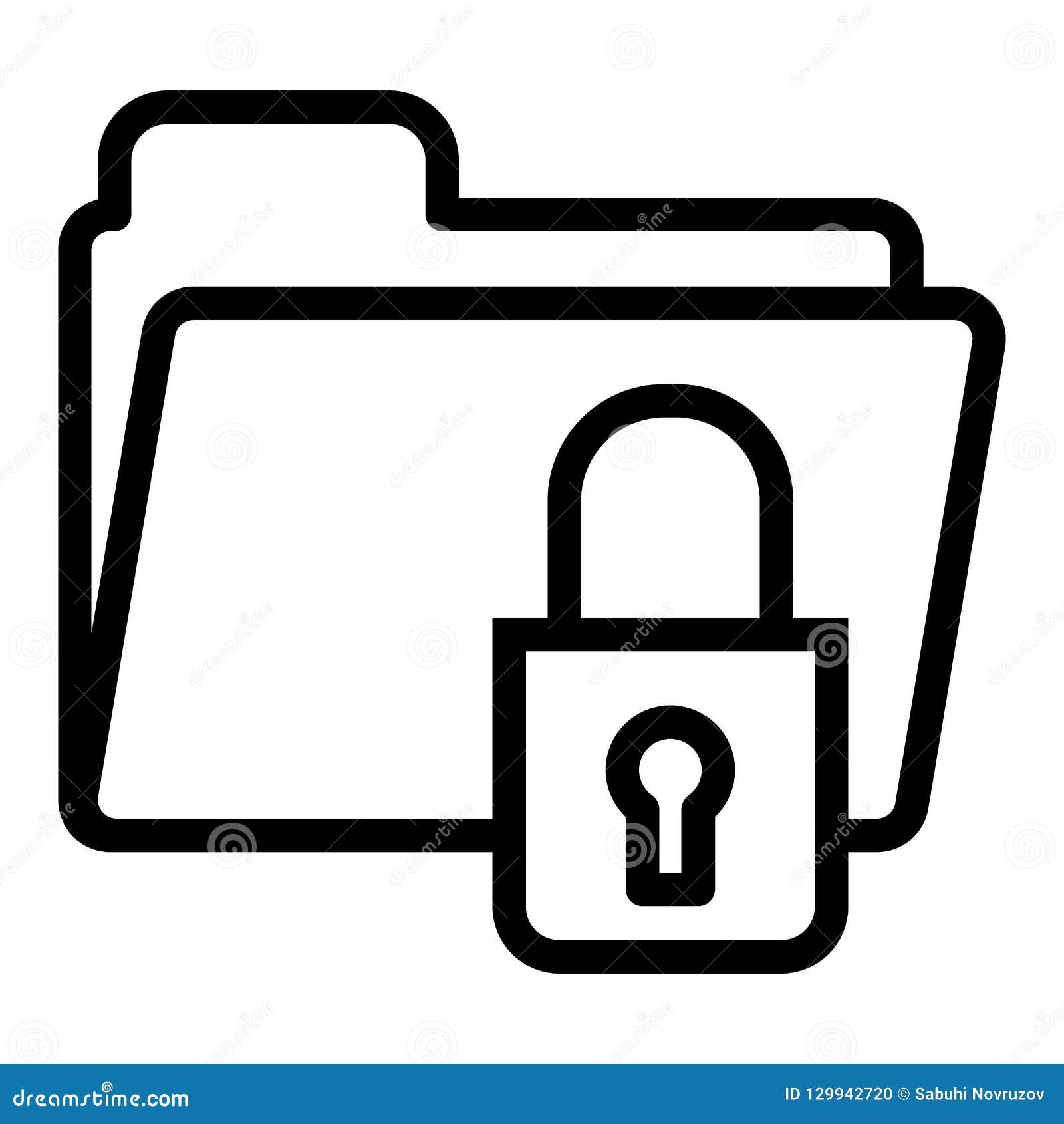 Lock Folder Line Icon. Padlock on Folder Vector Illustration Isolated ...