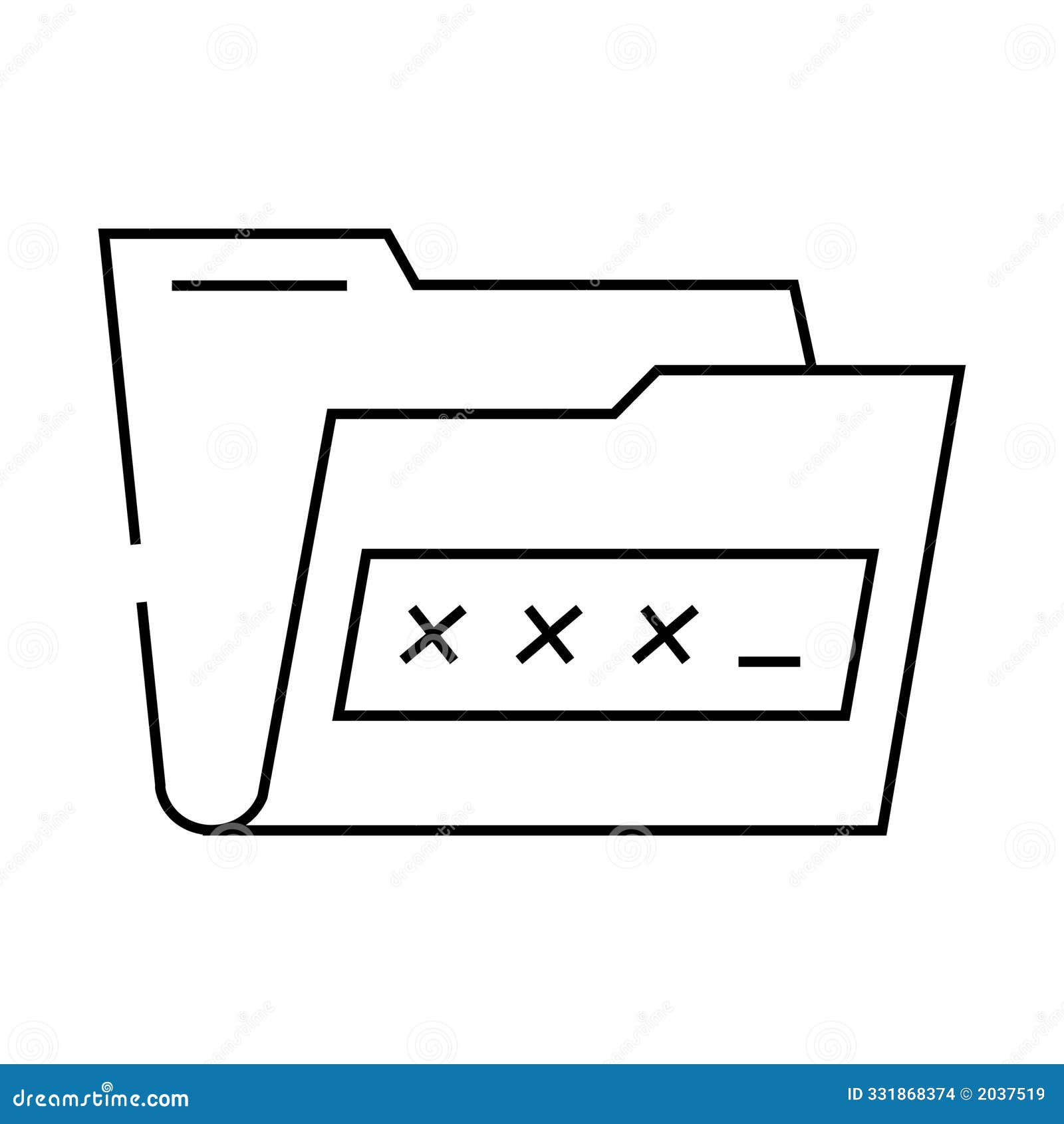 Lock And Folder Icon Set, With Blue Doodle Design. Vector Illustration ...