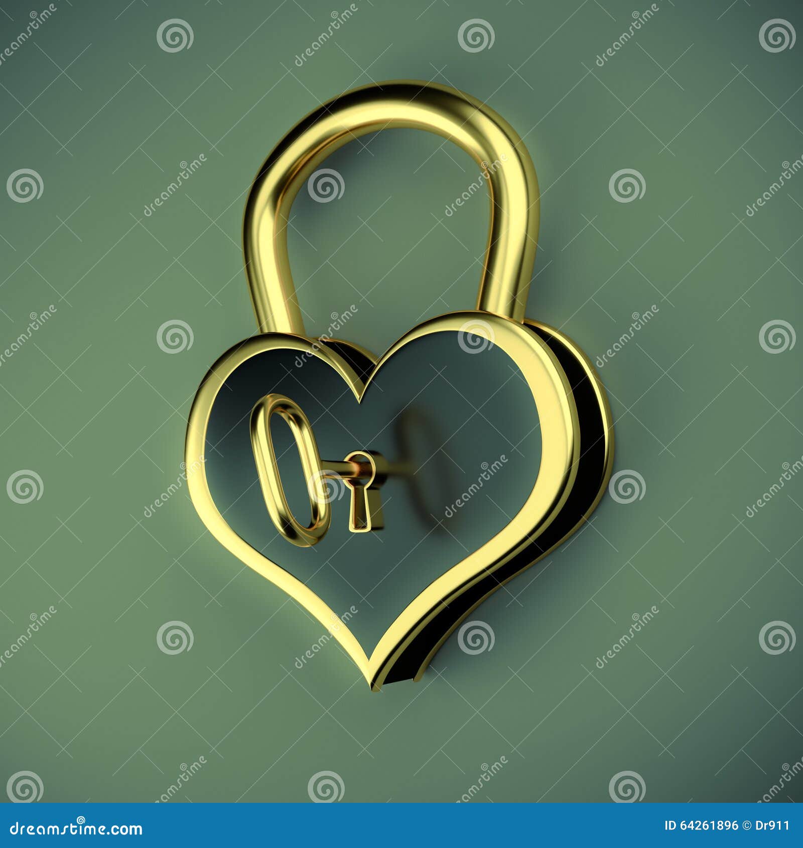Lock in the Form of a Heart with Key Stock Illustration - Illustration ...