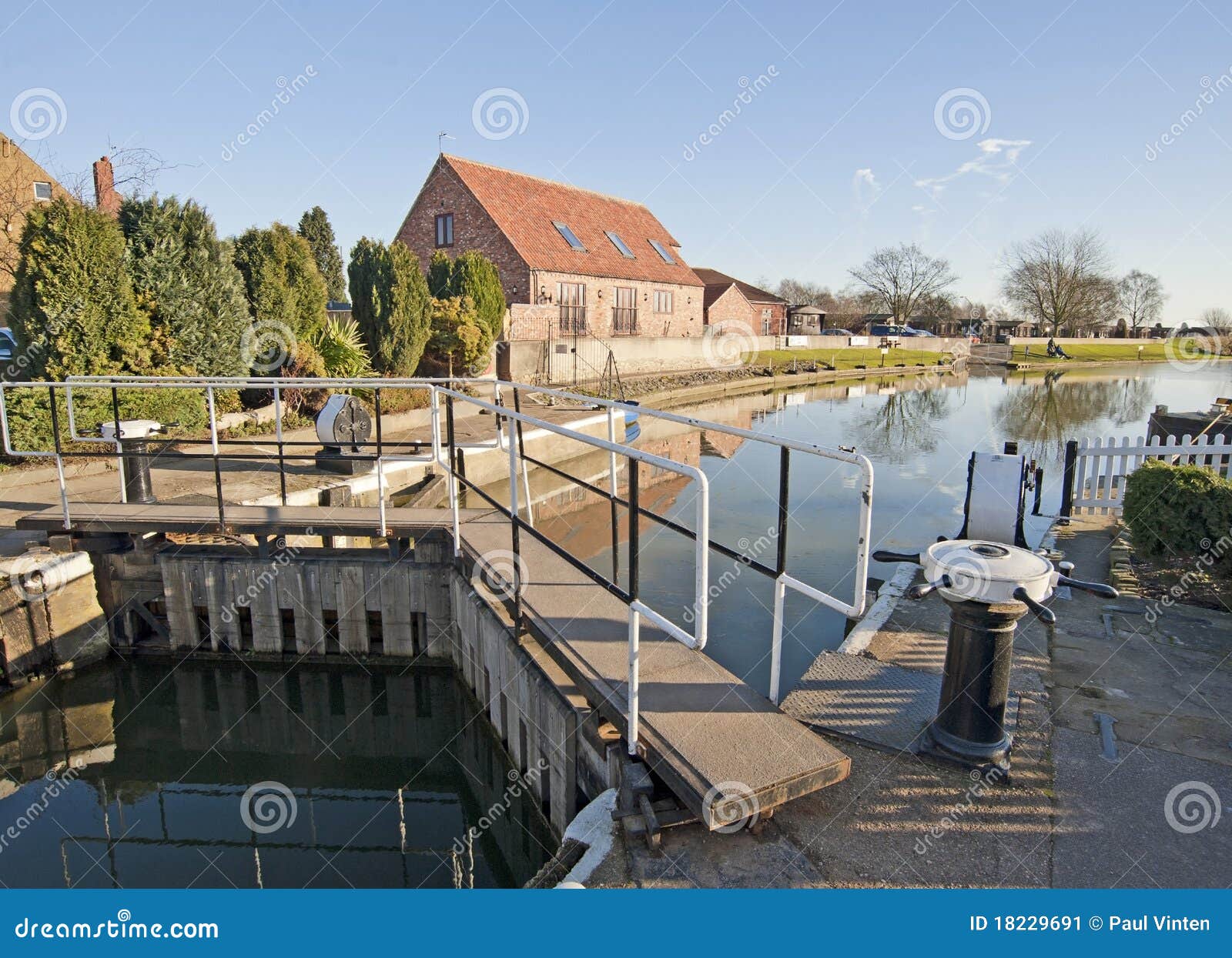 Lock gate on a canal stock image. Image of gate, canal - 18229691