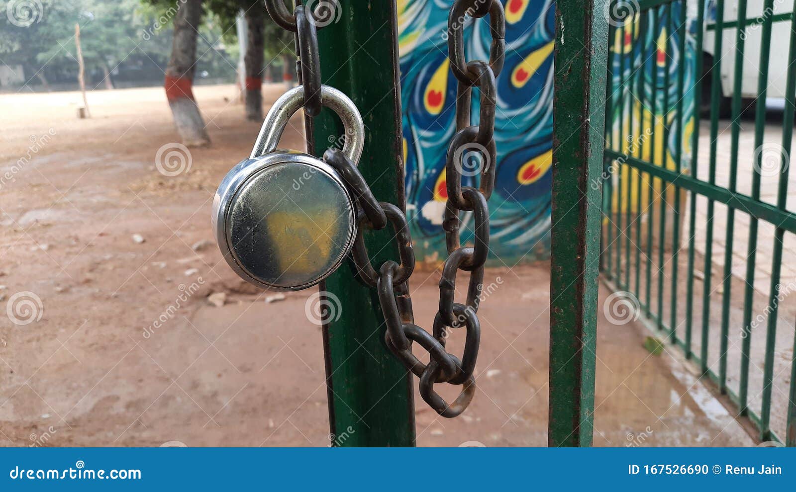 Lock on gate stock photo. Image of security, gate, lock - 167526690