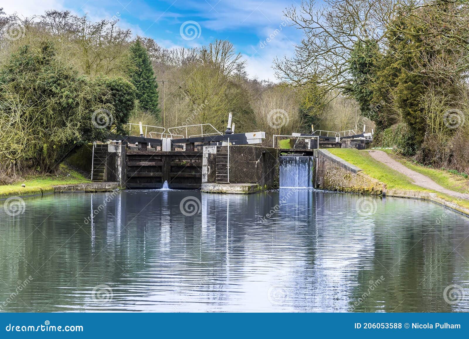 The Lock Gates at the Bottom of the Staircase of Locks at Hatton Locks ...