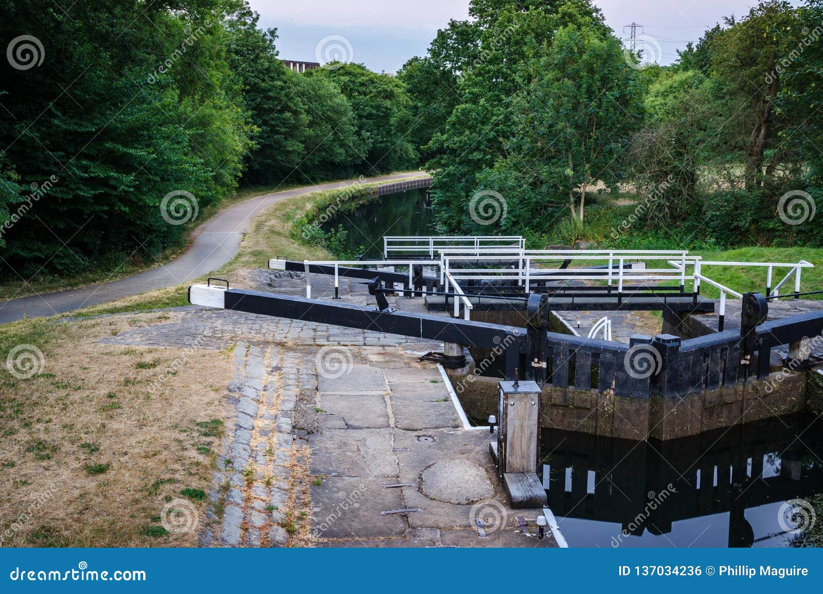 Lock gates on canal stock photo. Image of river, rural - 137034236