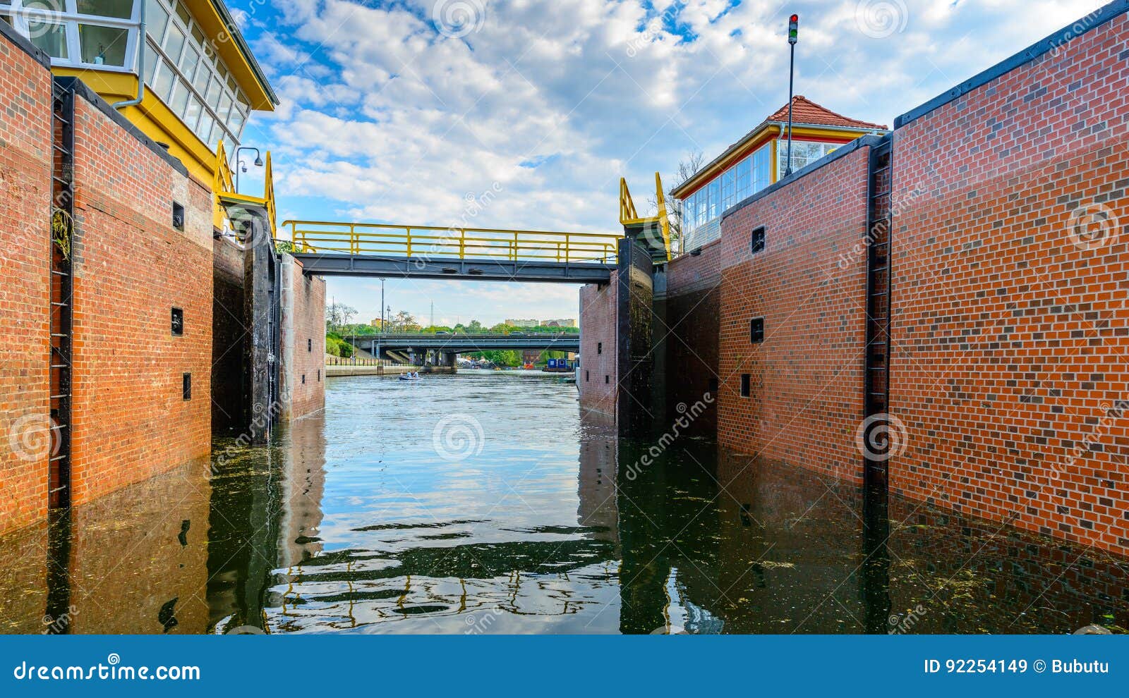 Lock Gates of the Water Dam in River Stock Image - Image of scenic ...