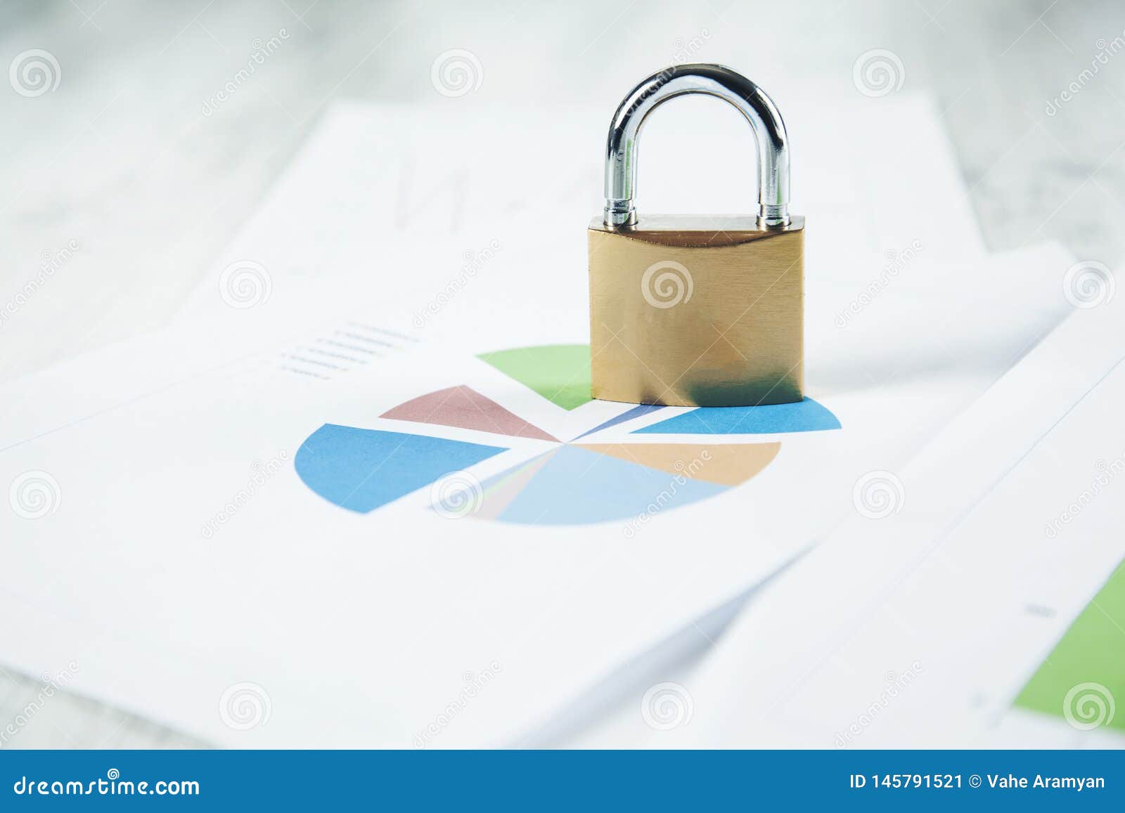 Lock on graph stock image. Image of office, data, protection - 145791521