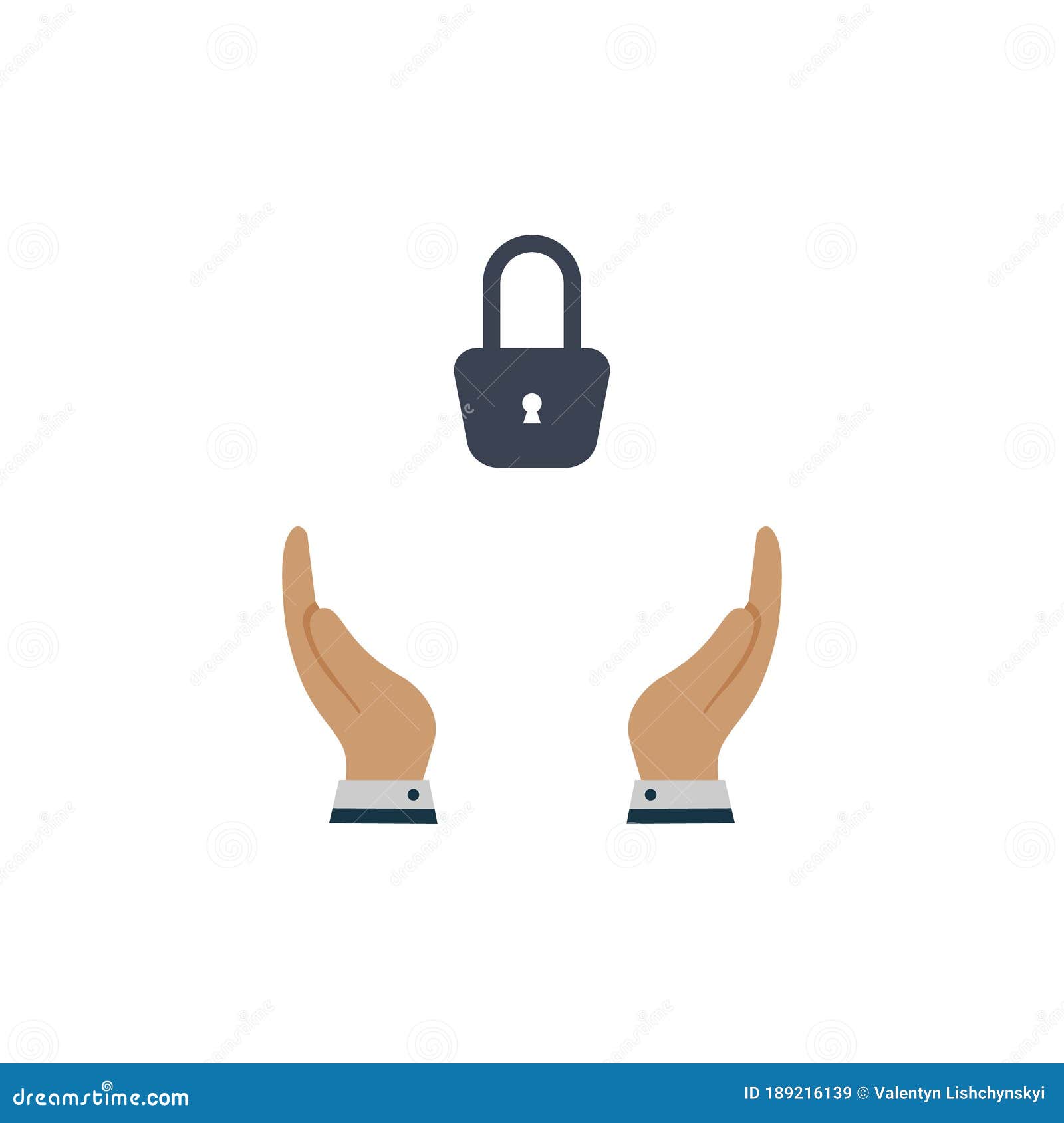 Lock in Hand Icon. Vector Symbol on White Background in Flat Design ...
