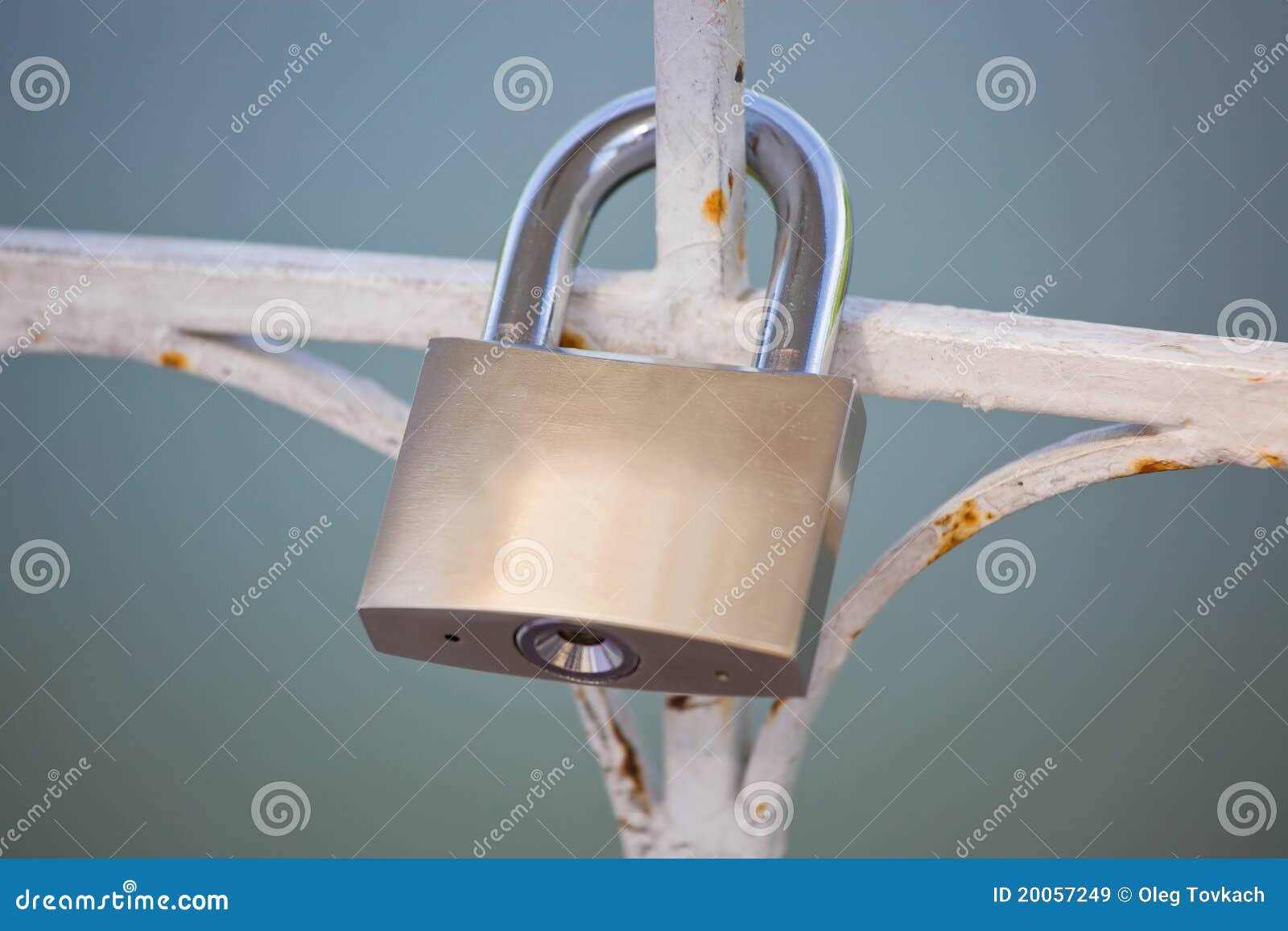 Lock hanging on the fence stock image. Image of fence - 20057249