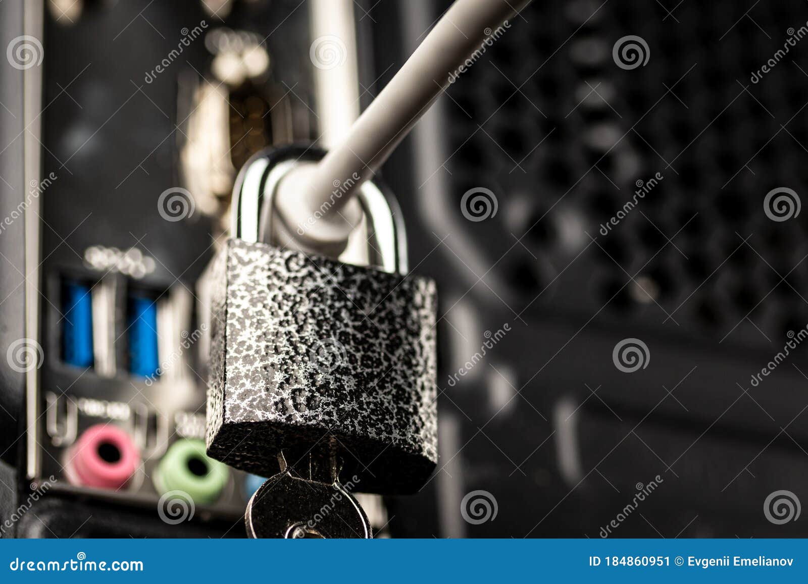 Lock Hanging on a Network Cable Stock Image - Image of idea, network ...