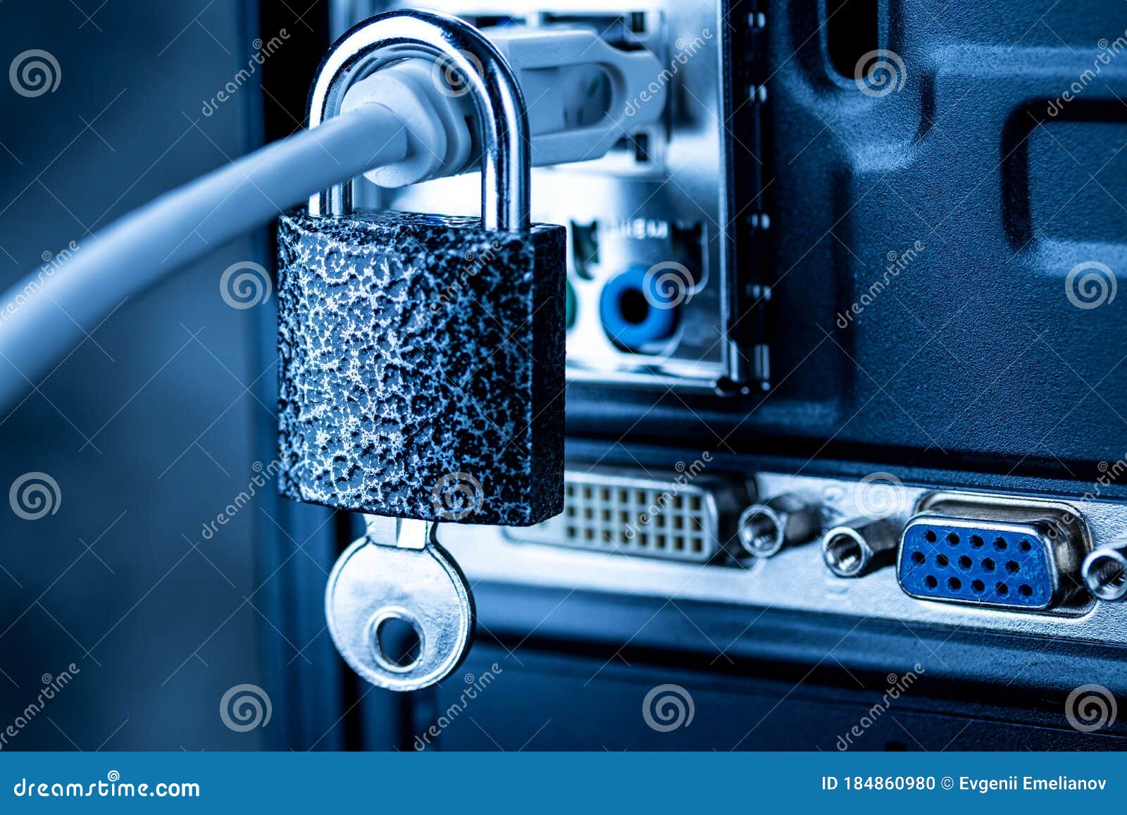 Lock Hanging on a Network Cable Stock Photo - Image of access, concept ...
