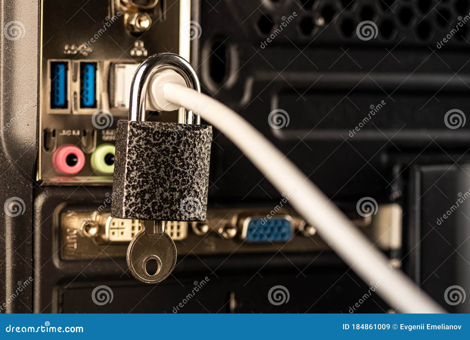 Lock Hanging on a Network Cable Stock Image - Image of information ...