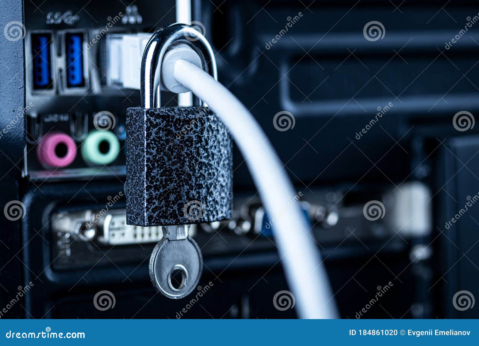 Lock Hanging on a Network Cable Stock Photo - Image of digital, idea ...
