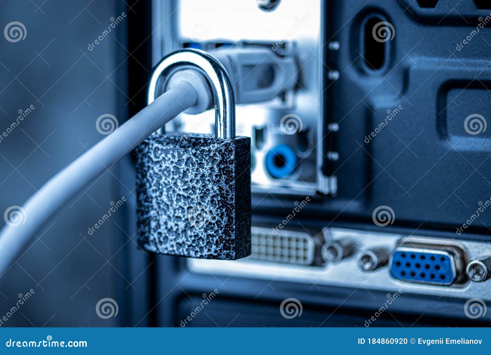 Lock Hanging on a Network Cable Stock Photo - Image of cord, cable ...
