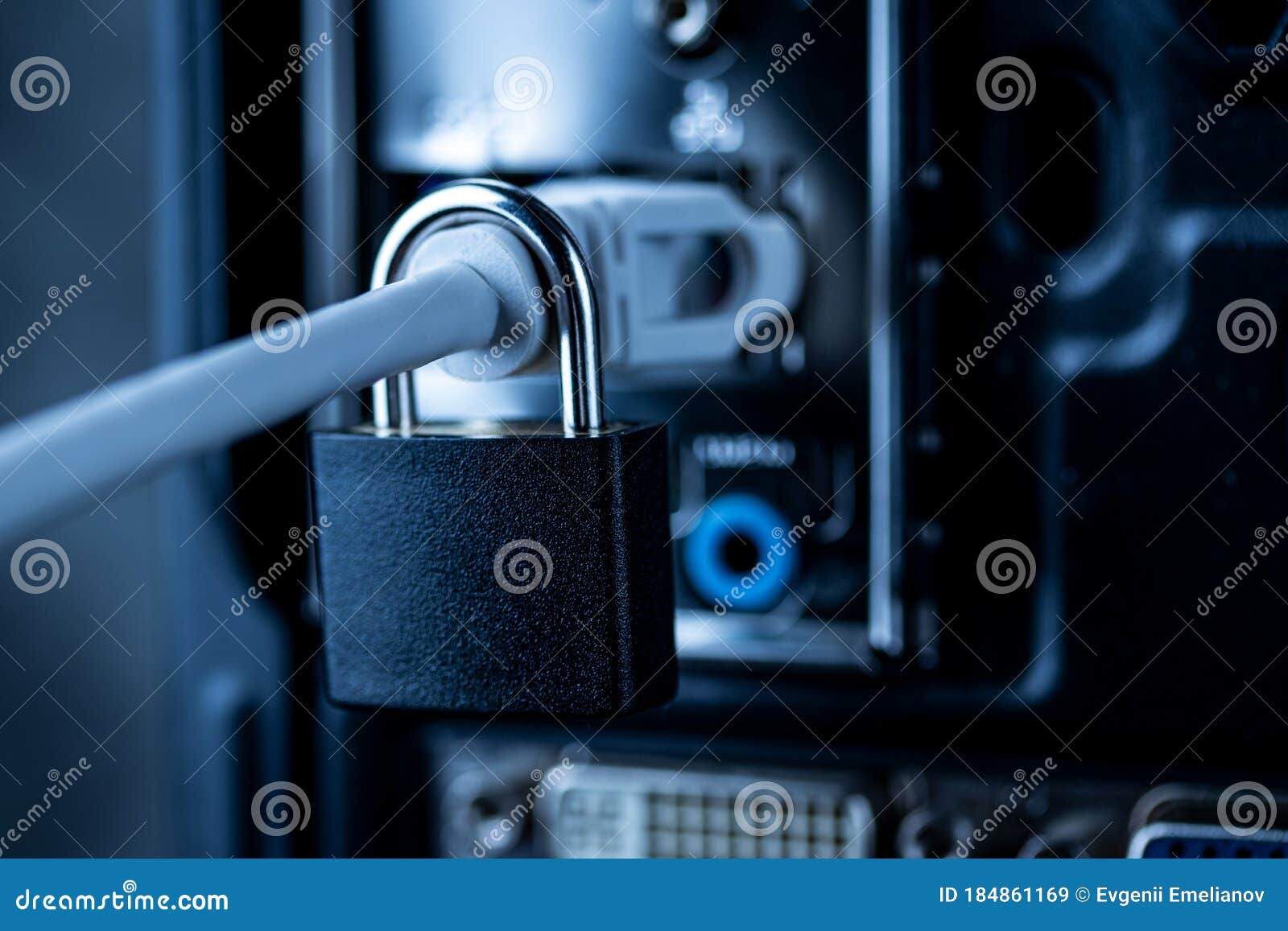 Lock Hanging on a Network Cable Stock Image - Image of global ...