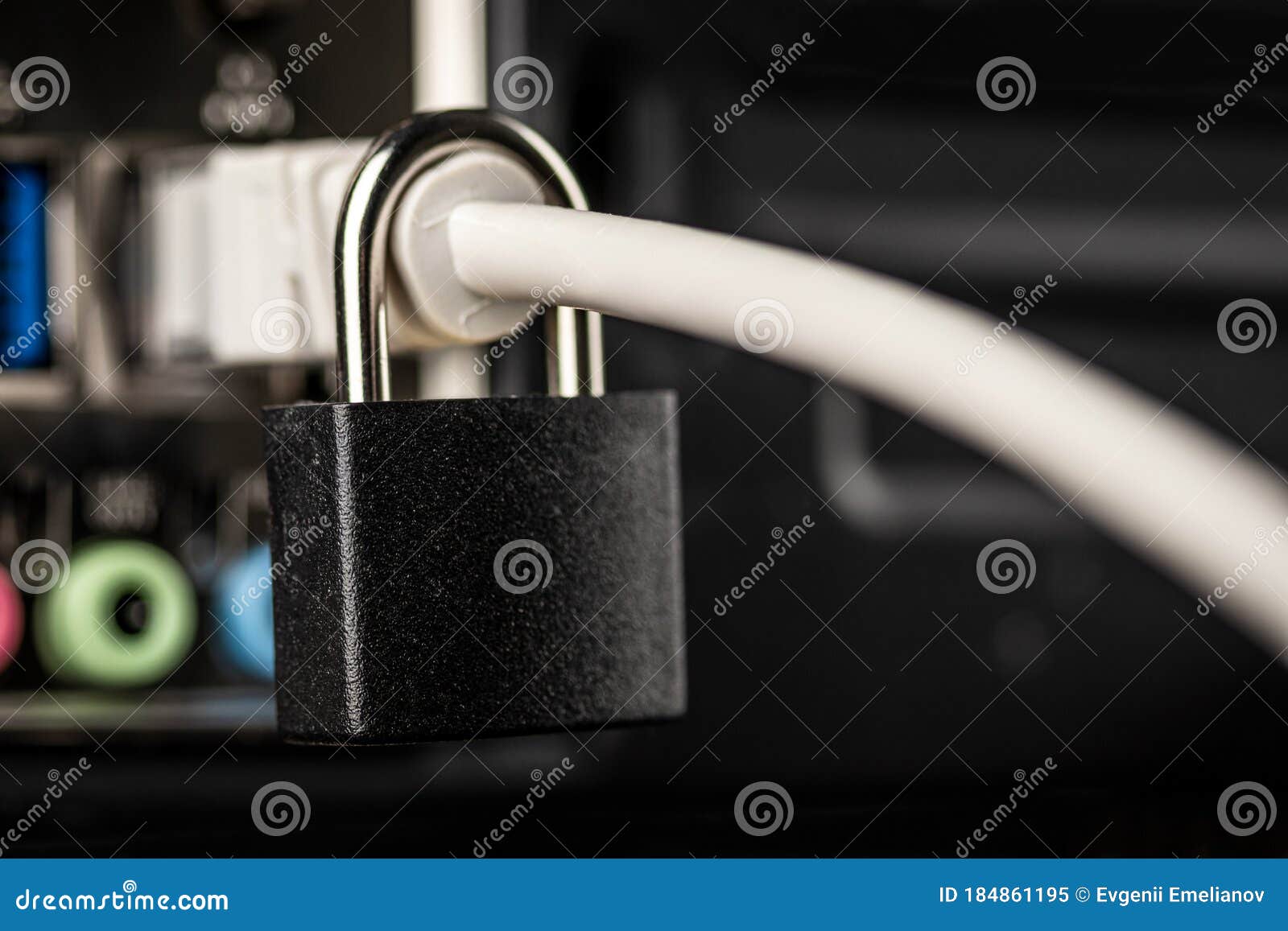Lock Hanging on a Network Cable Stock Image - Image of computer, cord ...