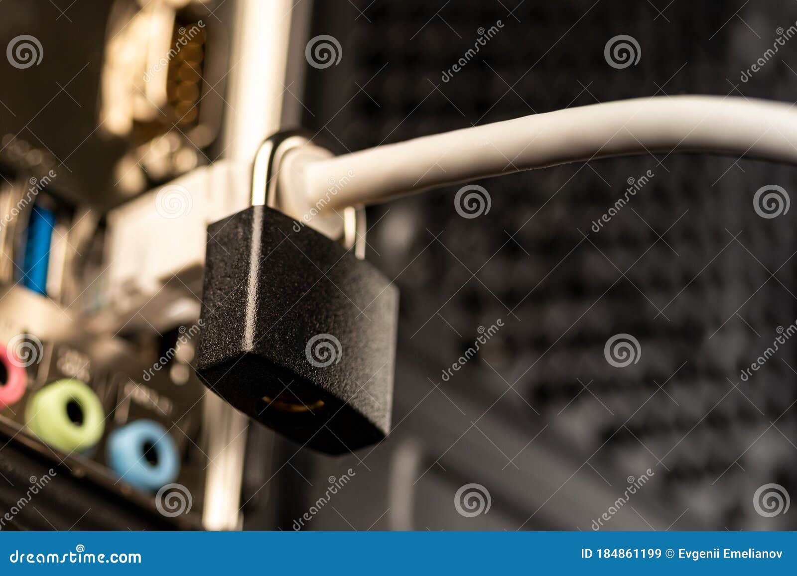 Lock Hanging on a Network Cable Stock Image - Image of business ...