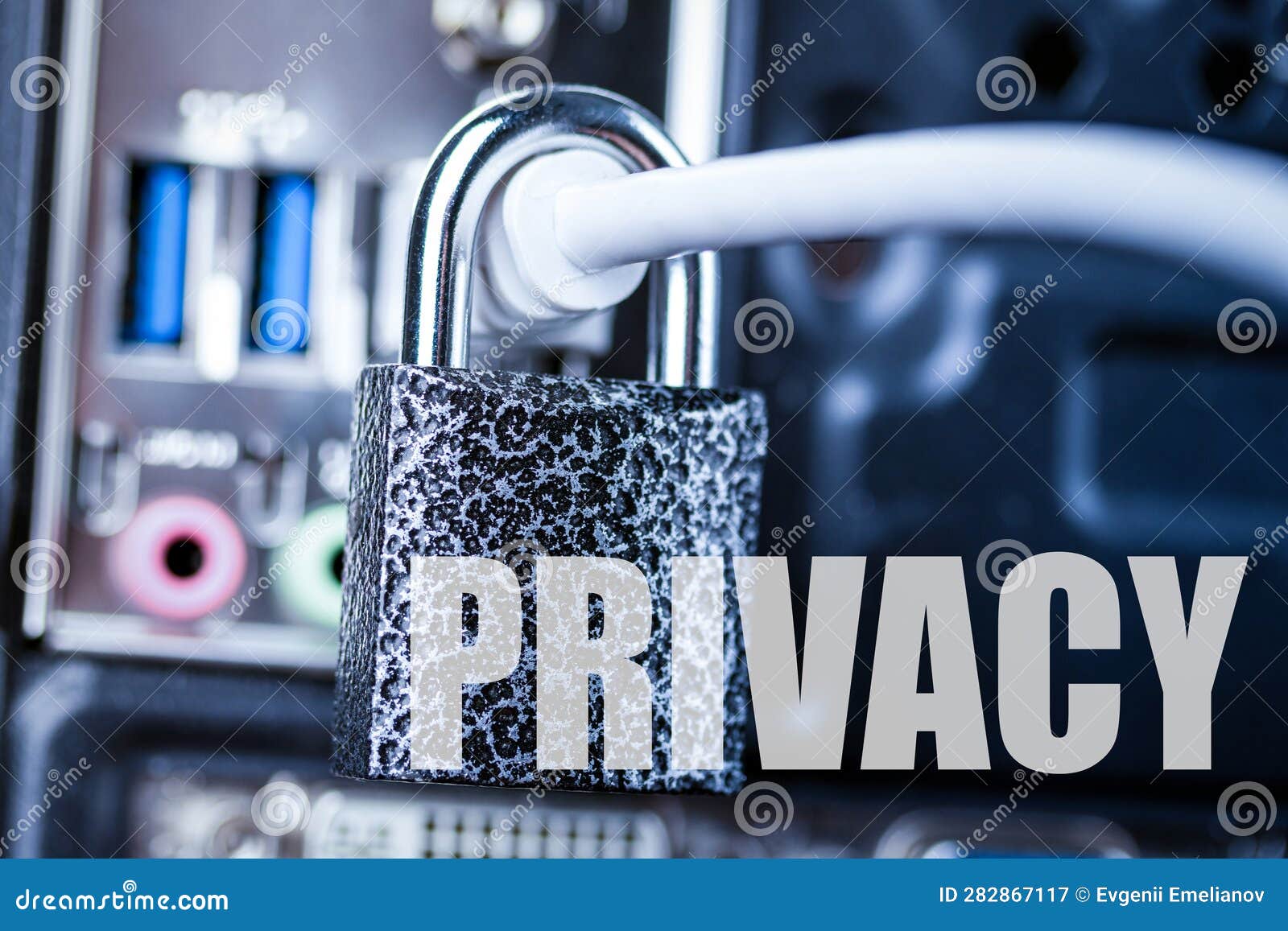 Lock Hanging on a Network Cable. Stock Image - Image of cord, connect ...