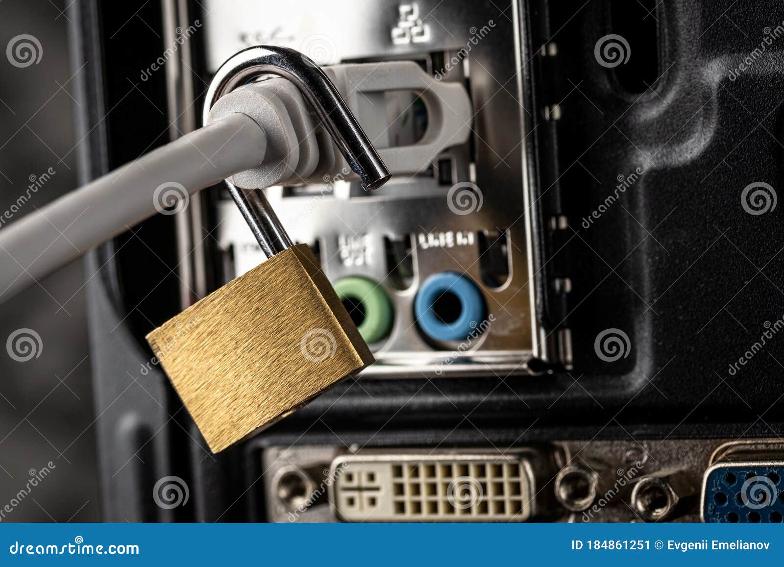 Lock Hanging on a Network Cable Stock Image - Image of network ...