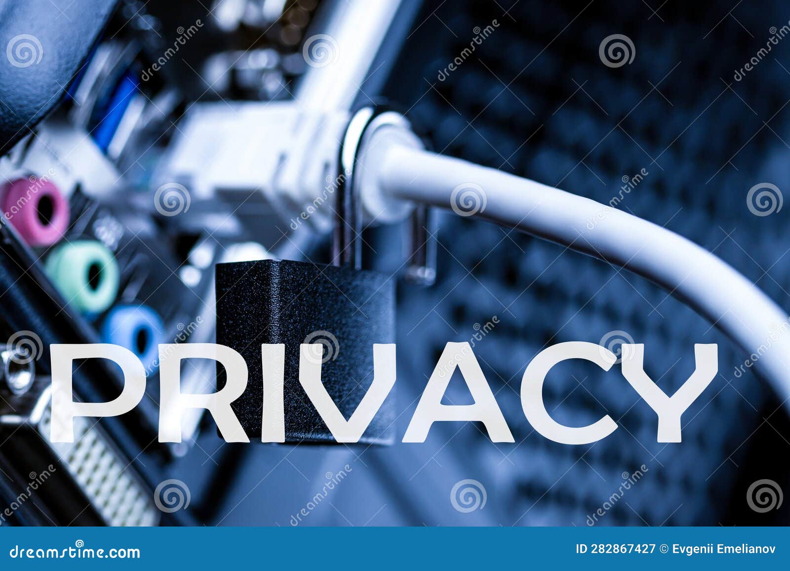 Lock Hanging on a Network Cable. Stock Image - Image of connect, crime ...