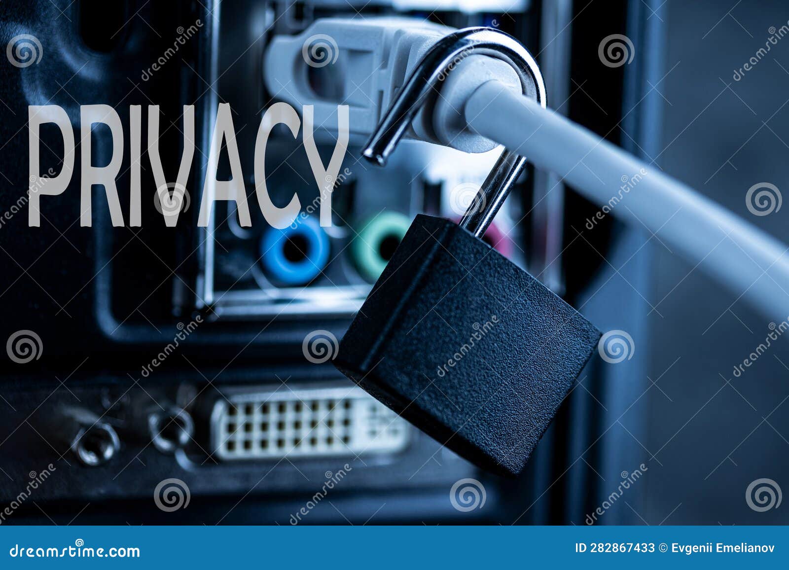 Lock Hanging on a Network Cable. Stock Image - Image of cable ...