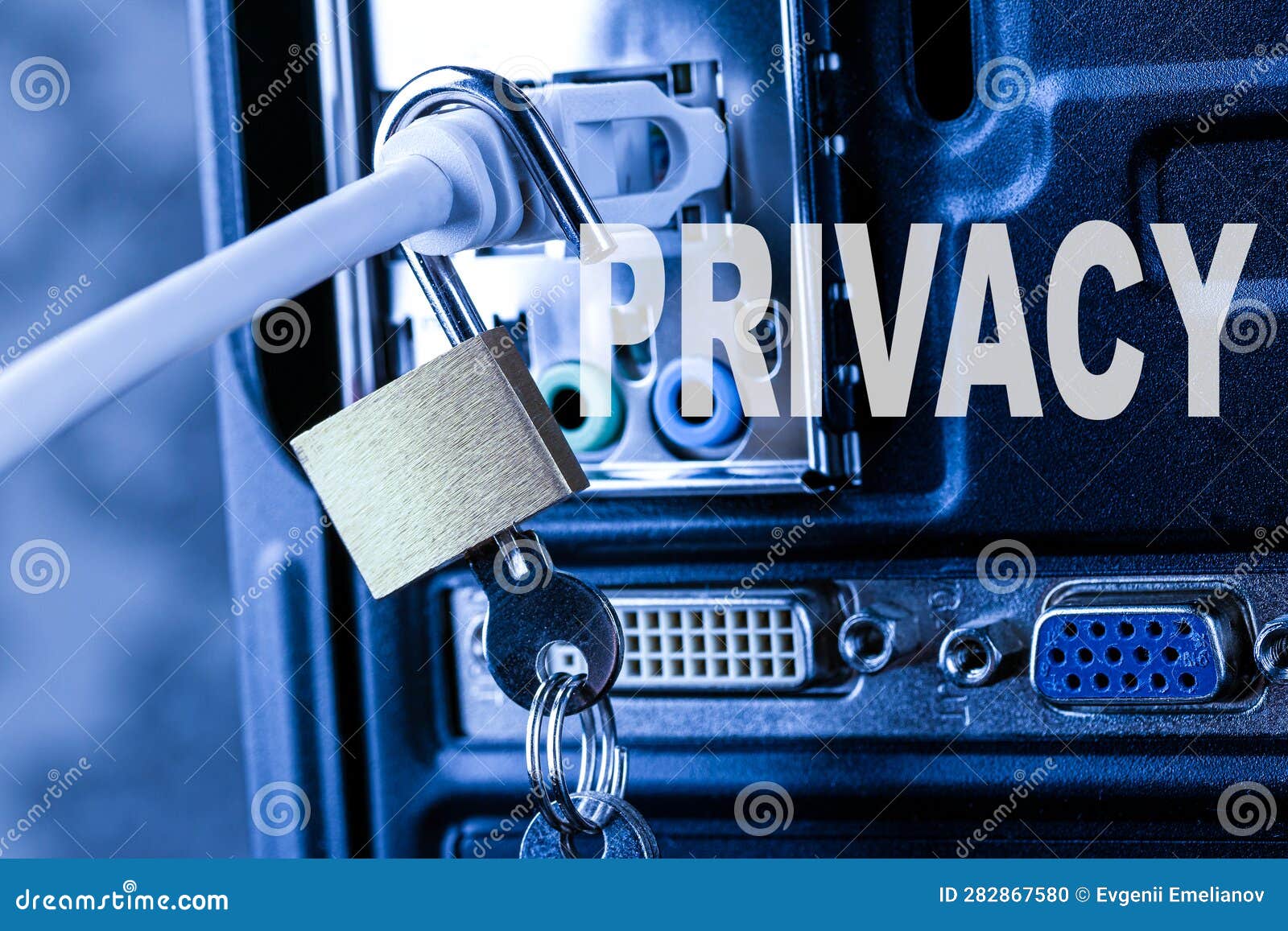 Lock Hanging on a Network Cable. Stock Photo - Image of idea, data ...