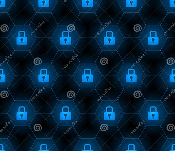 Lock Hexagon Seamless Pattern, Security Wallpaper, Digital Data Concept ...