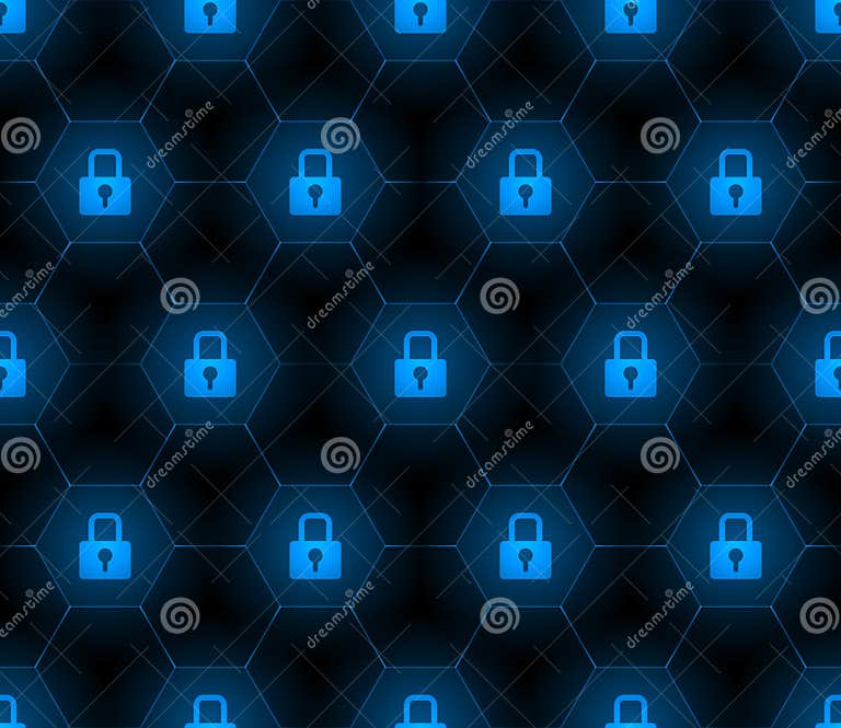Lock Hexagon Seamless Pattern, Security Wallpaper, Digital Data Concept ...