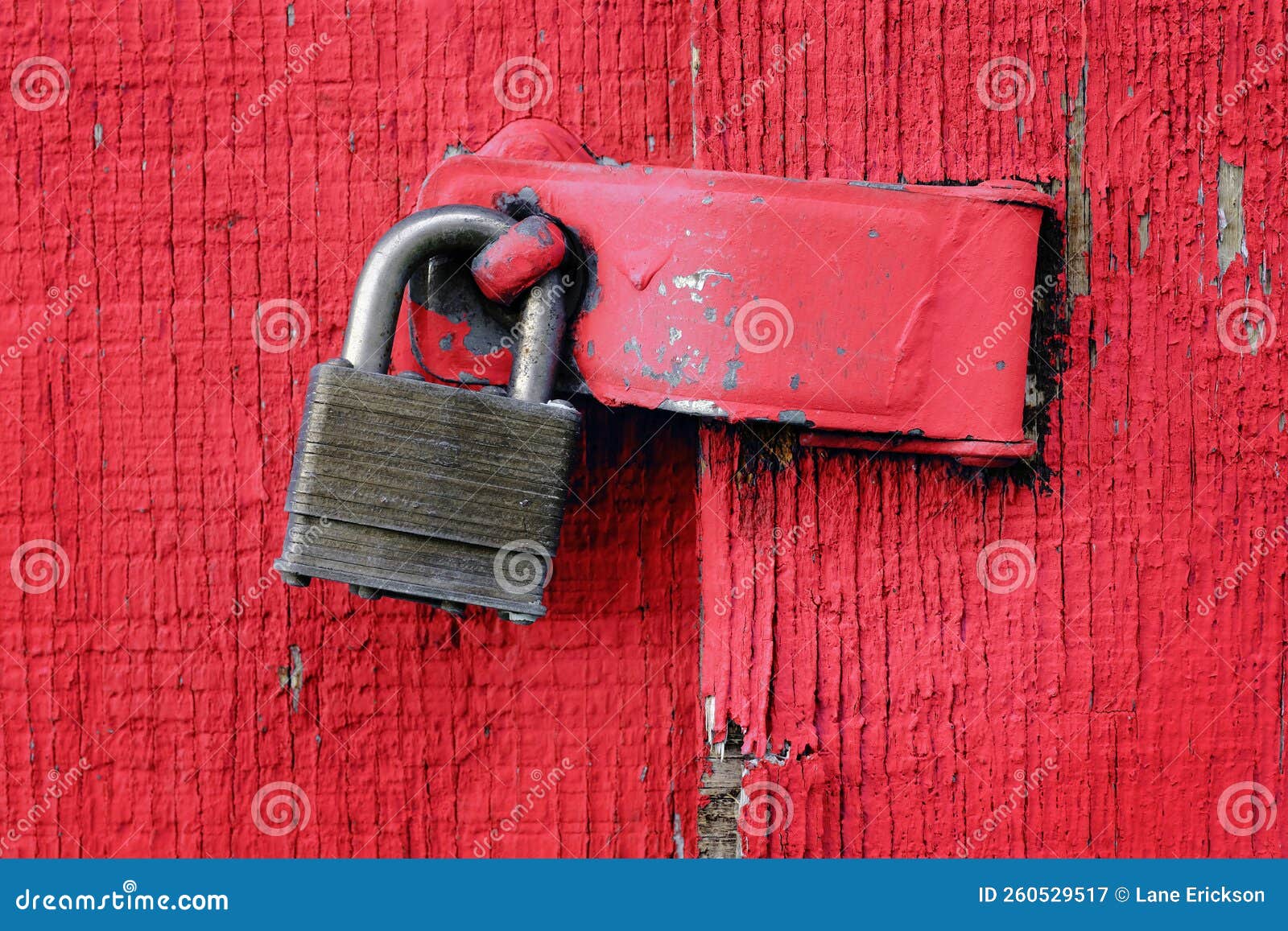 Lock on Hinge on Red Door and Wall Stock Image - Image of background ...