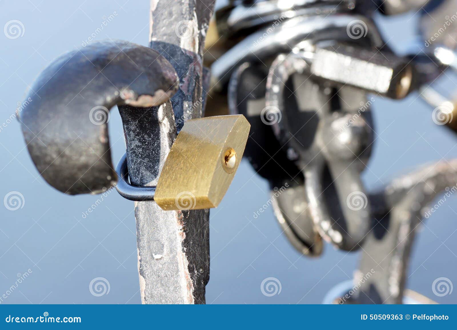 Lock on the Historic Monument. Stock Image - Image of architecture ...