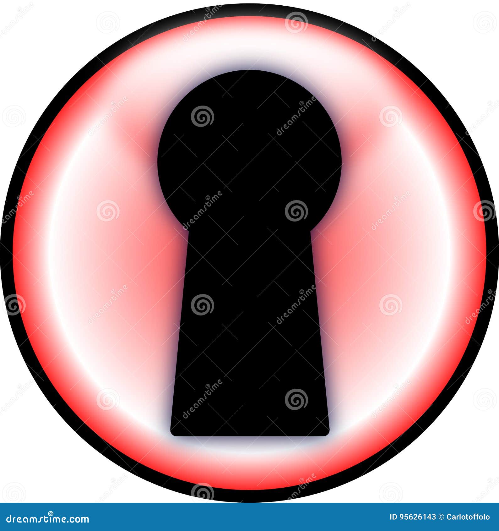 Lock hole in a red circle stock vector. Illustration of close - 95626143