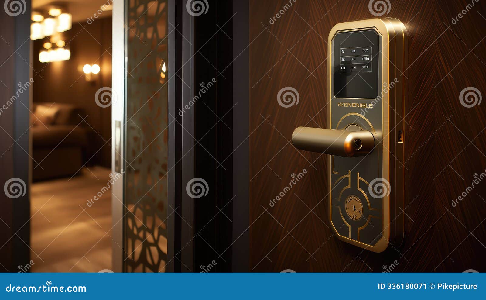 Lock hotel room door stock illustration. Illustration of access - 336180071
