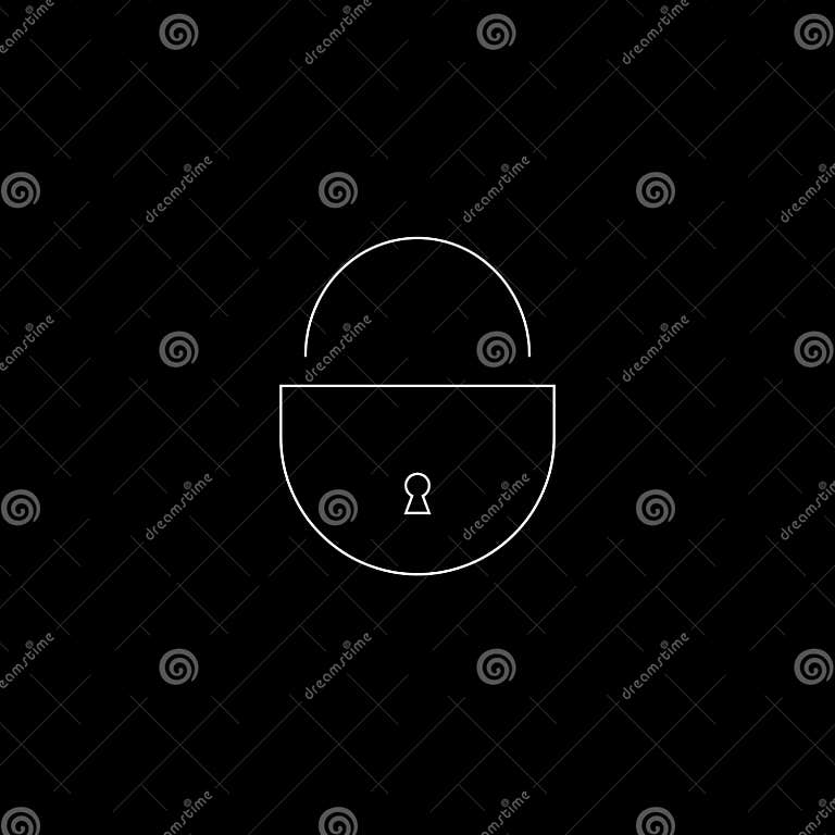 Lock Icon on Black Background. Stock Illustration - Illustration of ...
