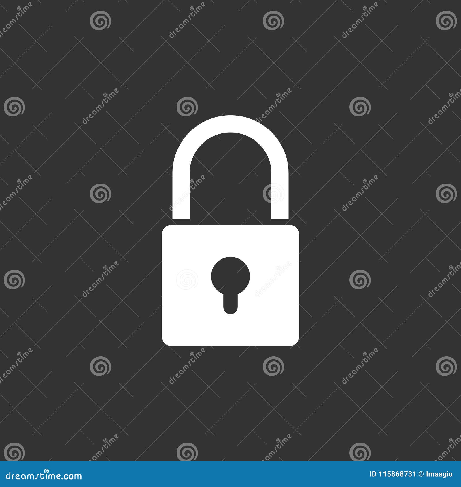 Lock Icon on Black Background Stock Vector - Illustration of protection ...